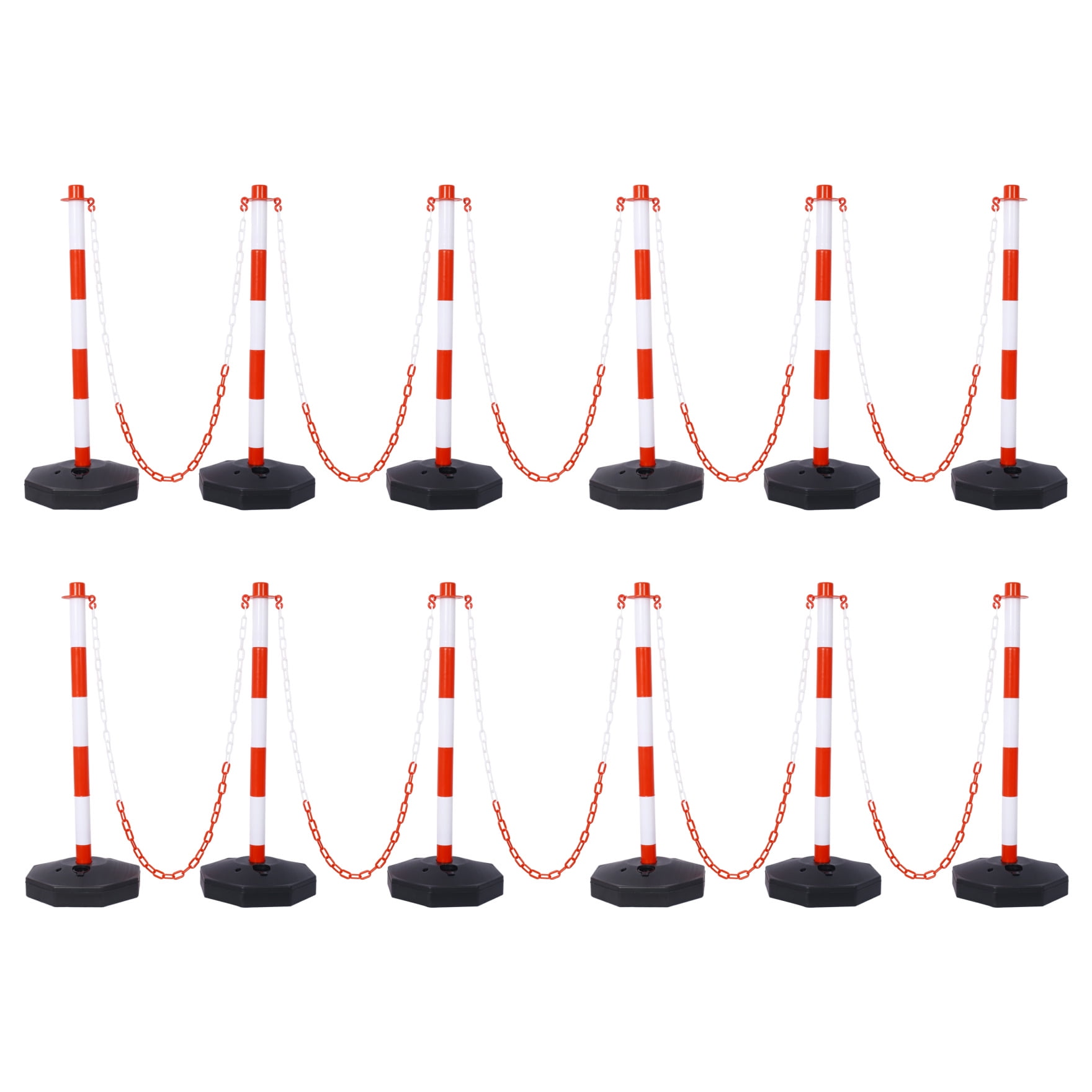 12 Pack Traffic Delineator Post Cones with Fillable Base and Reflective ...