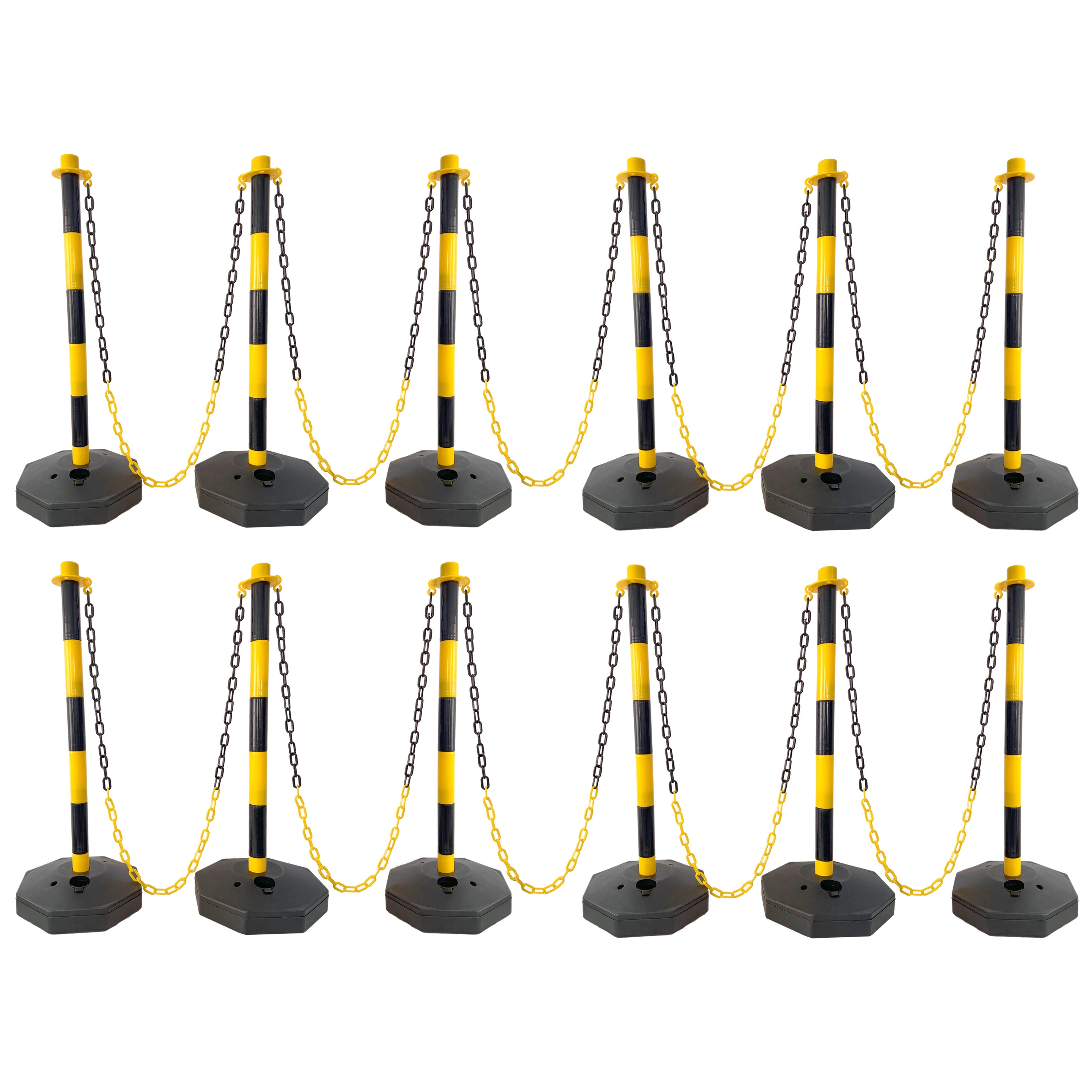 12-Pack Traffic Safety Cones with Fillable Base - 5ft Chain Barrier for ...