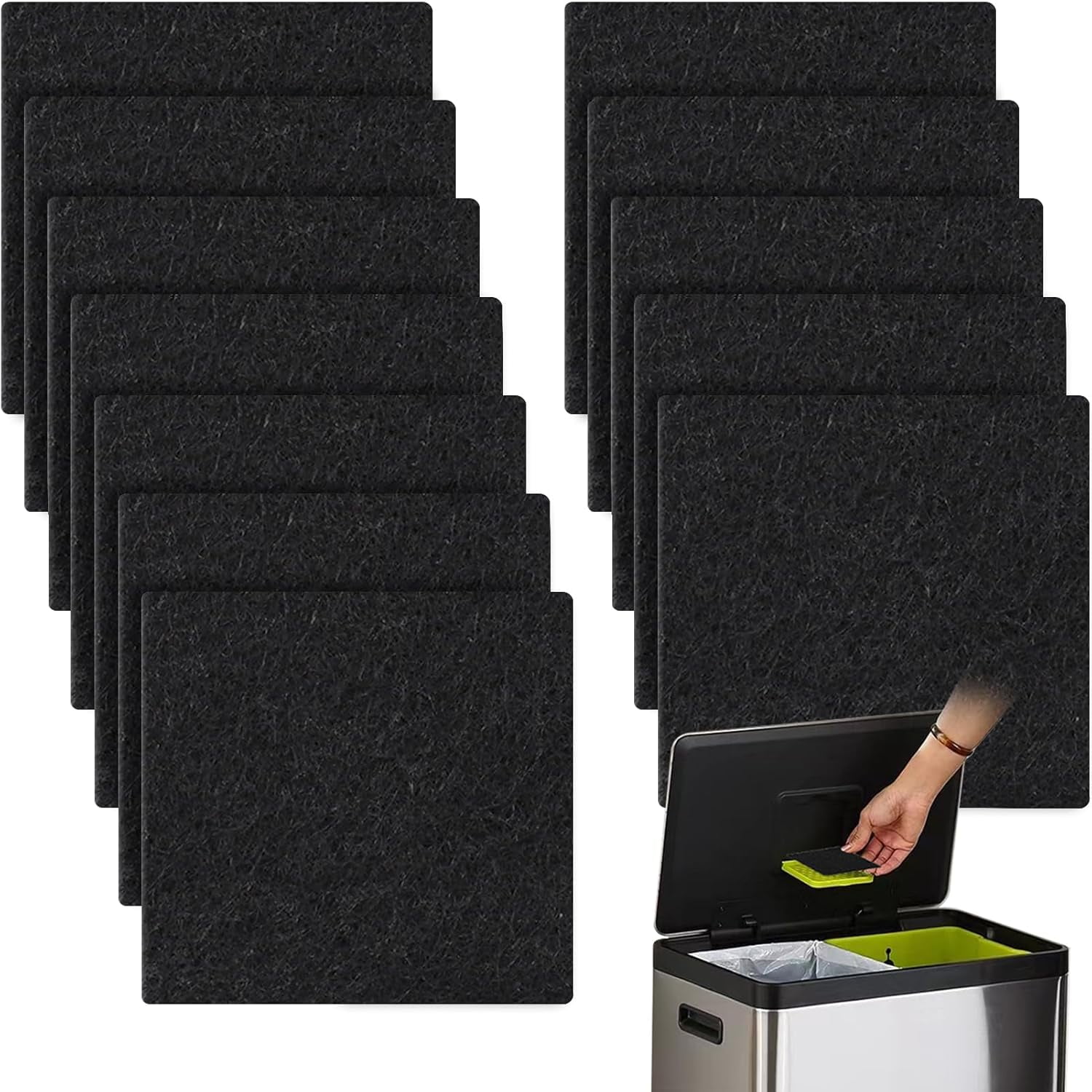 12 Pack Trash Can Odor Absorbing Filter Refills for EKO Garbage Cans ...