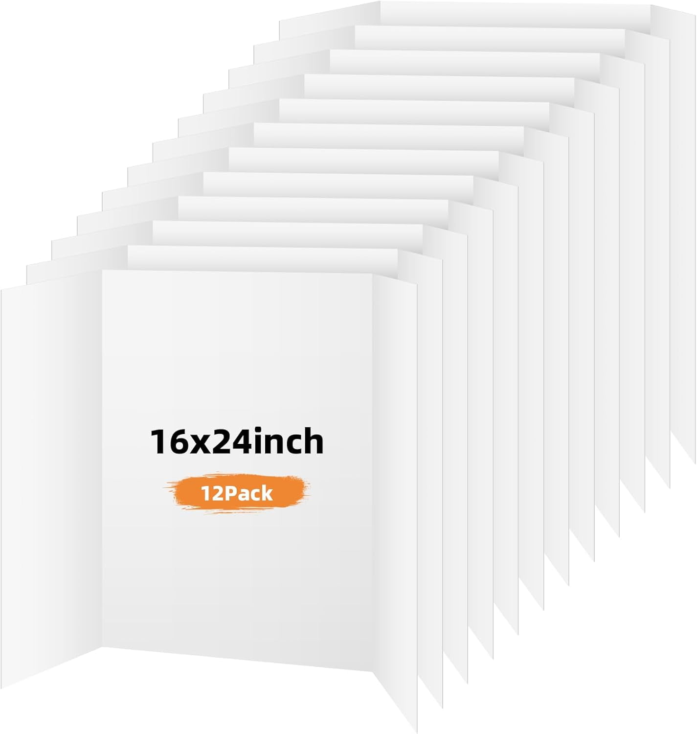 12 Pack Trifold Poster Board, 16x24 Inches White Presentation Board ...