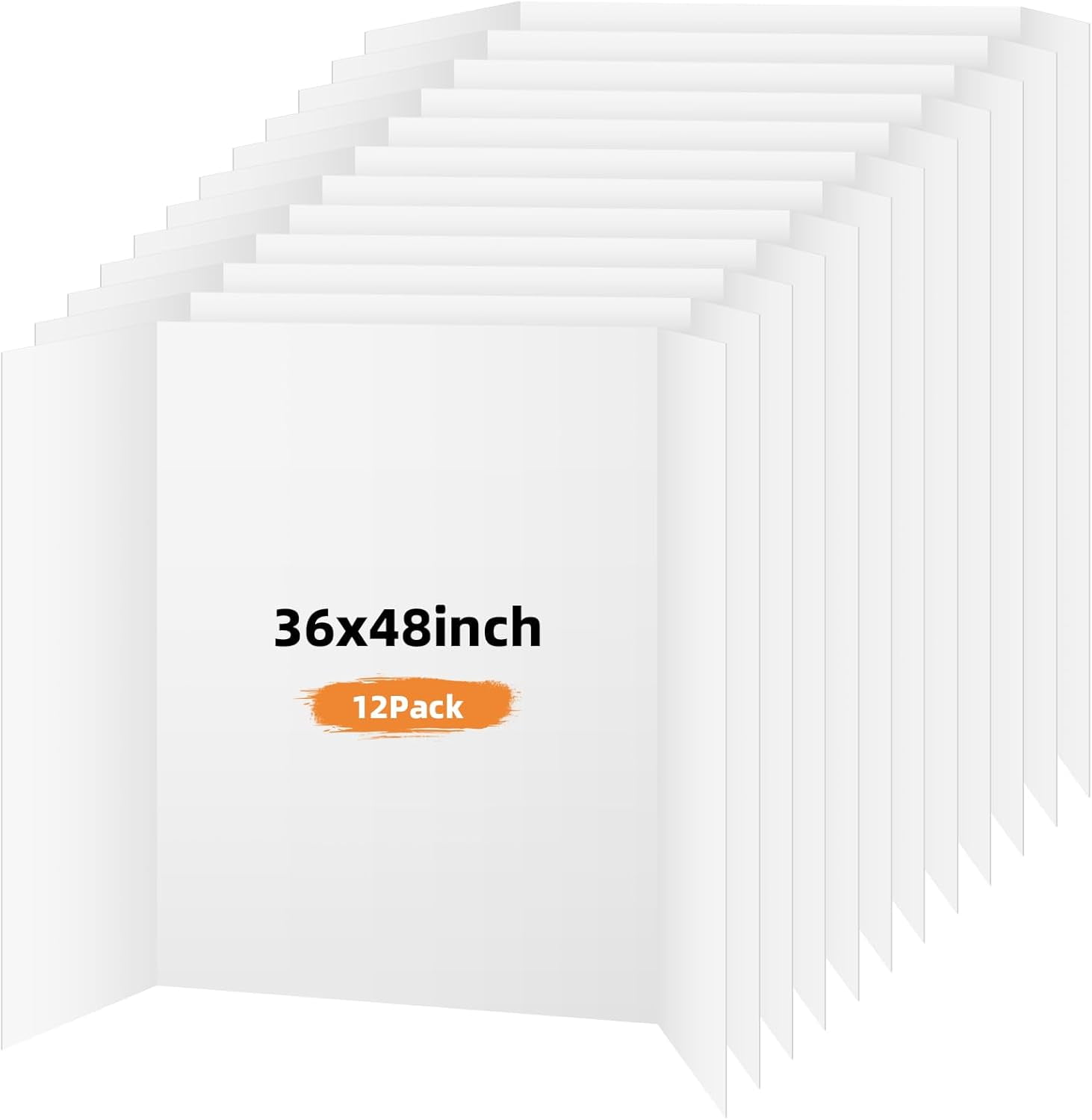 12 Pack Trifold Poster Board, 36 x 48 Inches White Presentation Display ...