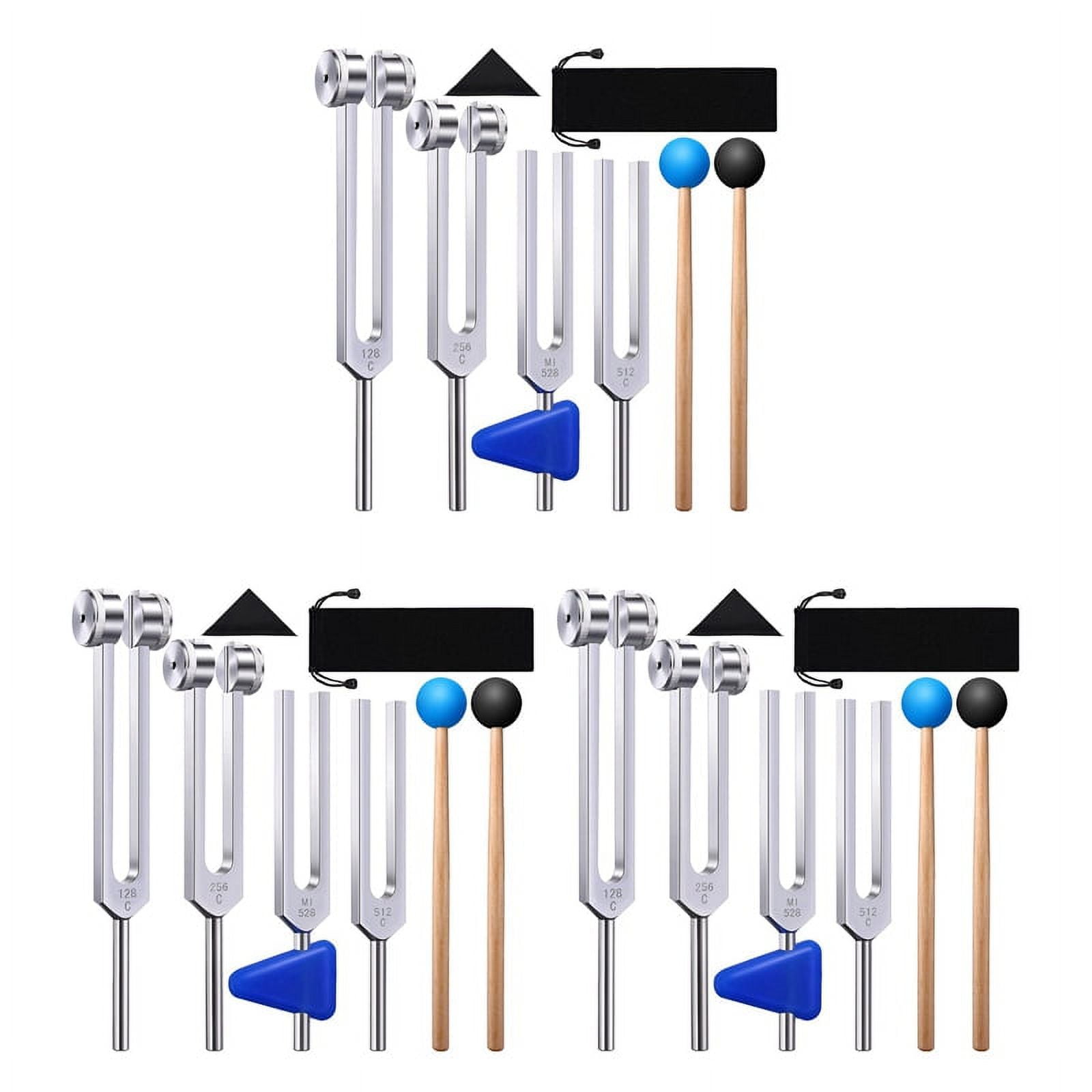 12 Pack Tuning Fork Set(128 Hz,256 Hz,512 Hz,528 Hz)with Tuning Fork Hammer for Sound Healing ...