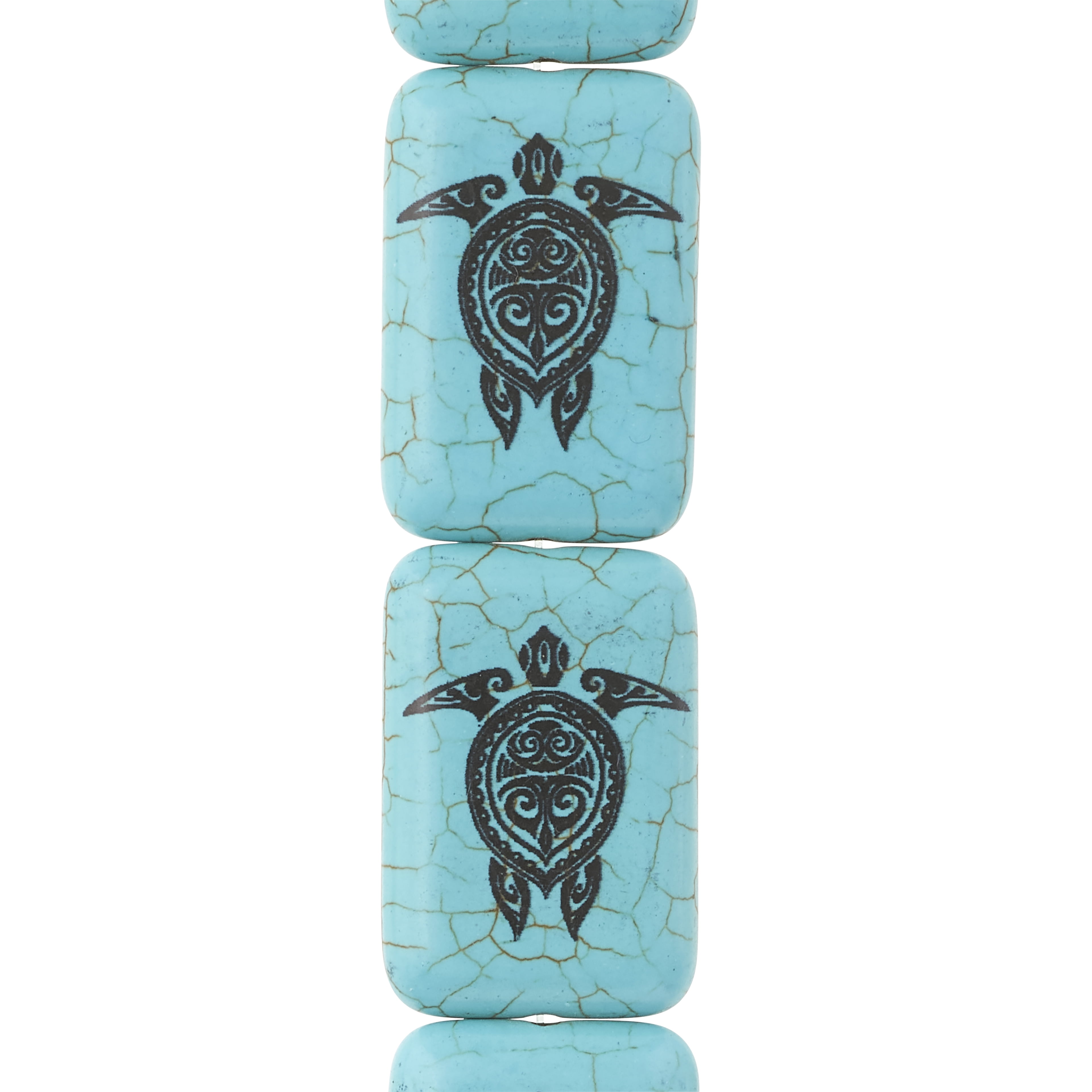12 Pack: Turquoise Reconstituted Stone Turtle Print Rectangle Beads ...