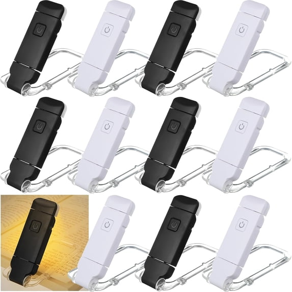 12 Pack USB Rechargeable Book Light for Reading in Bed Foldable Clip on ...