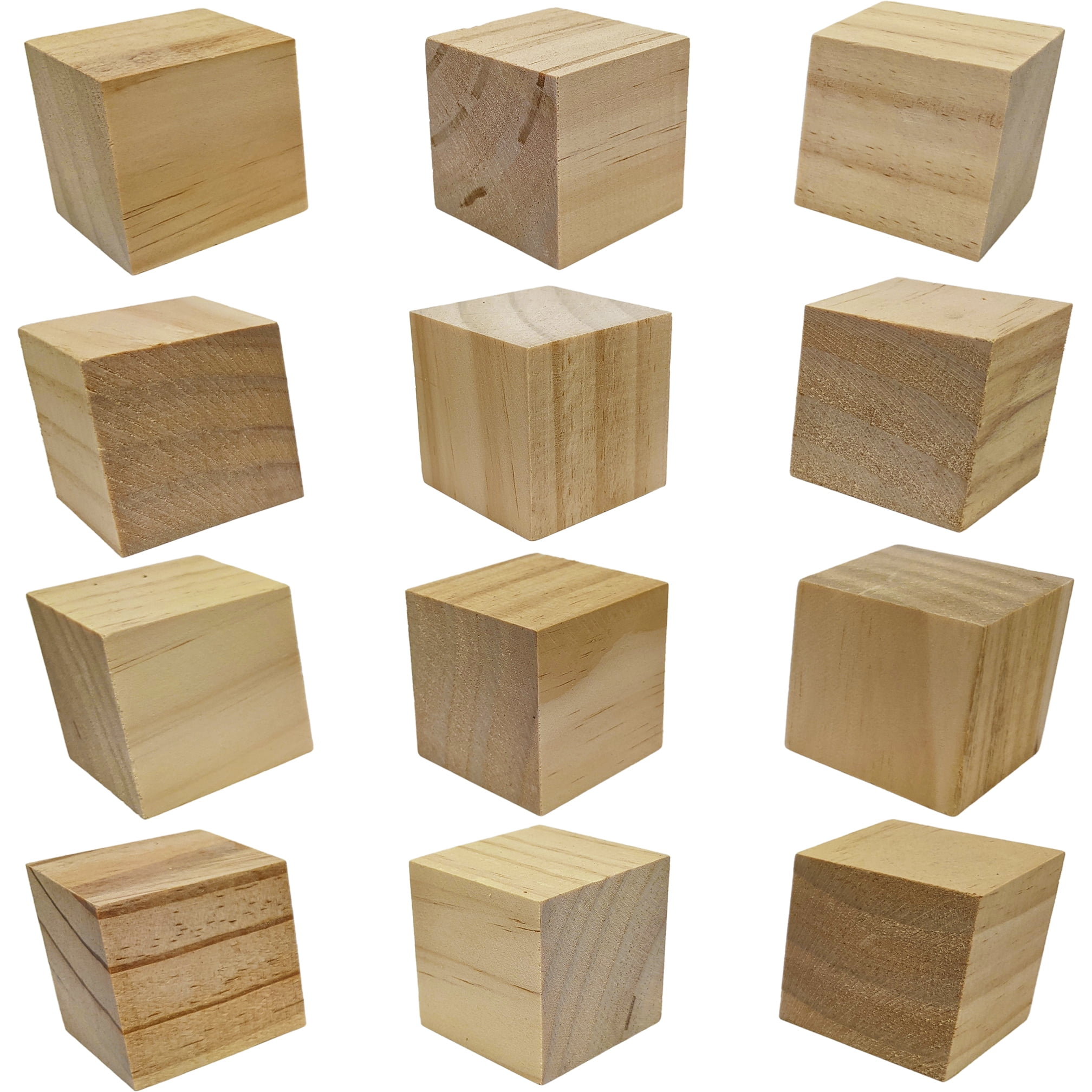 SciencePurchase 12 Pack 2 Inch Unfinished Birch Wood Blocks for Arts ...