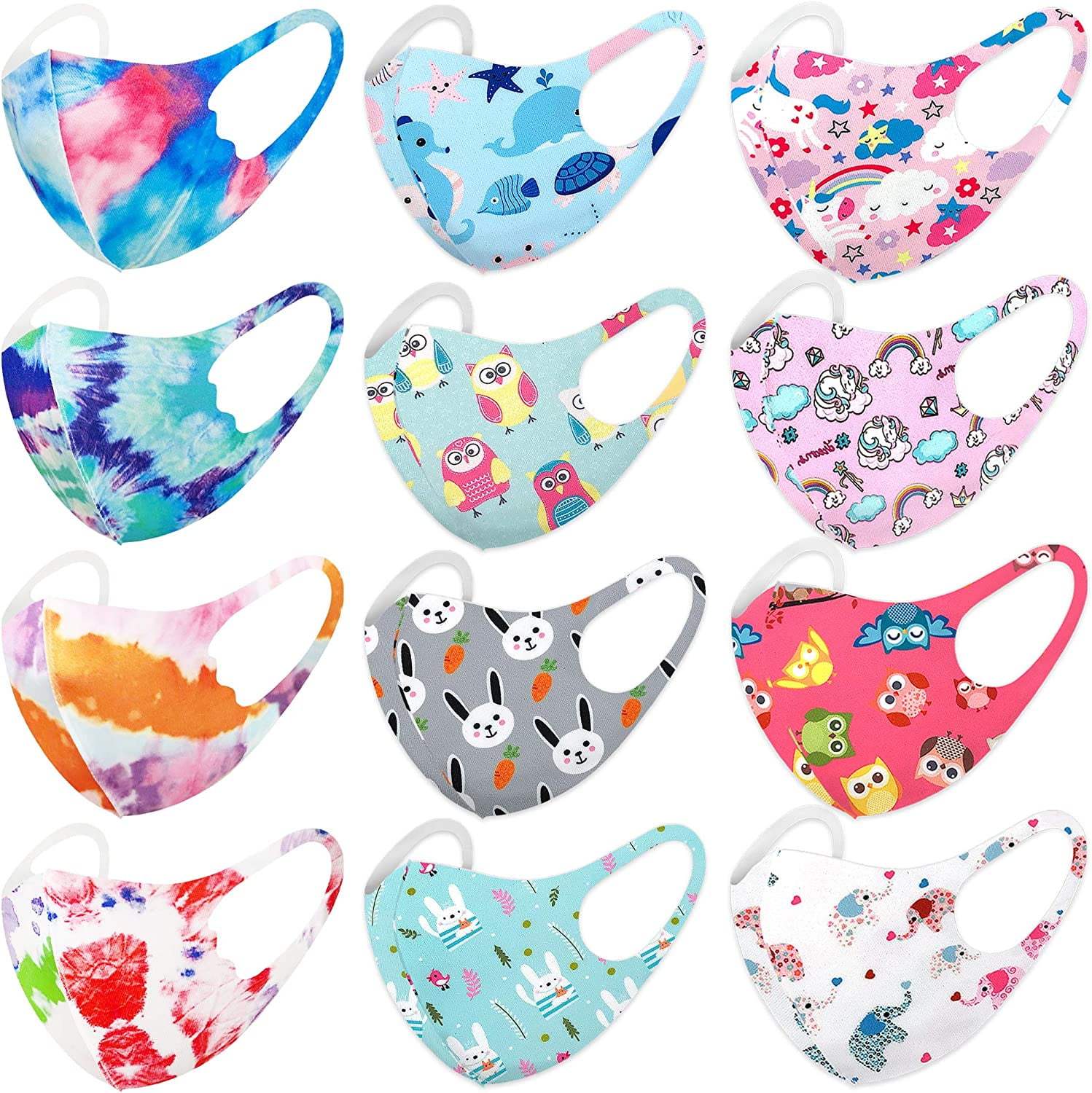 12 Pack Unisex Children Washable Reusable Face Masks - Walmart.com