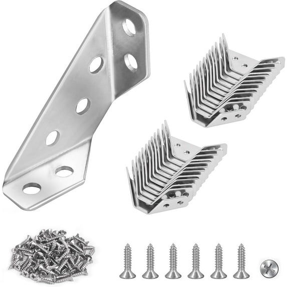 12-Pack Universal Stainless Steel Furniture Corner Connectors with ...
