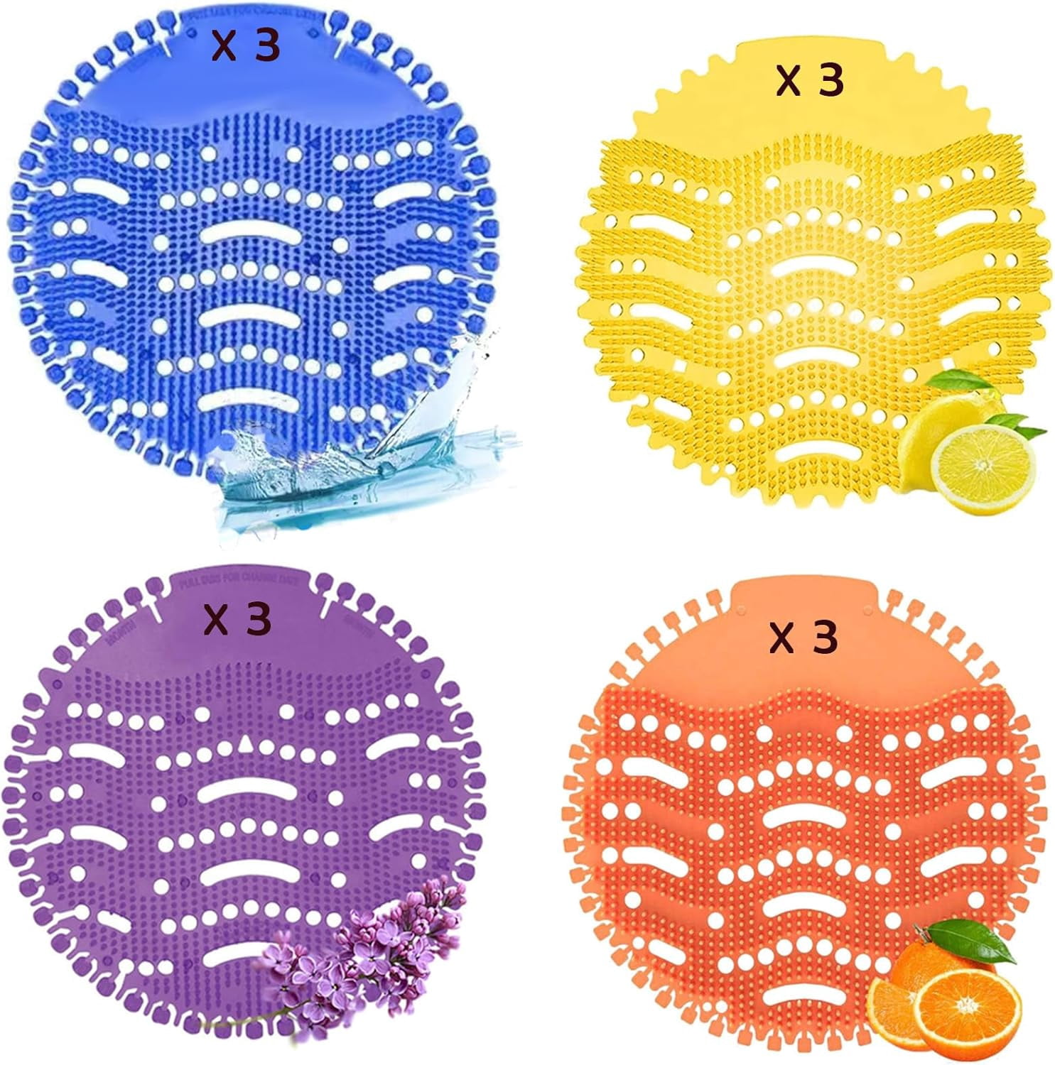 12-Pack Urinal Screen Deodorizer Mat, urinal cake 4 Fresh Scents, Anti ...