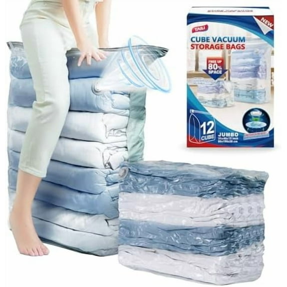 12 Pack Vacuum Storage Bags, Jumbo Cube Space Saver (31x40x15 Inch ...