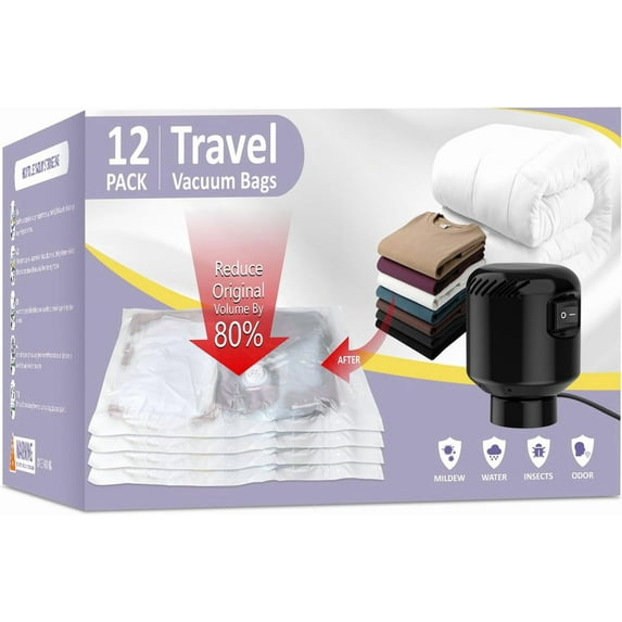 12 Pack Vacuum Storage Bags, Space Saver Bags, for Comforters and ...