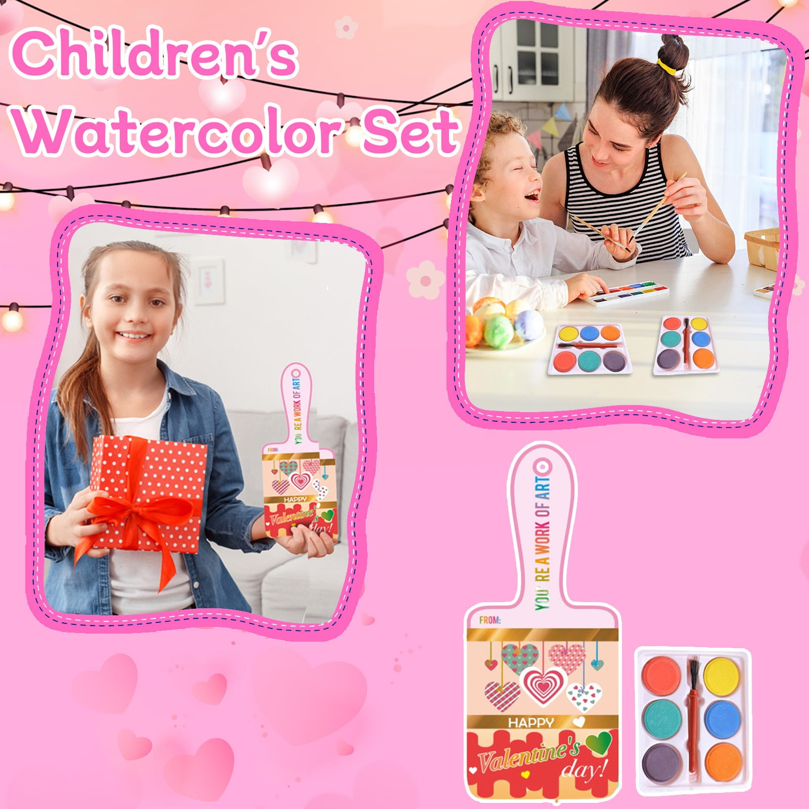 12 Pack Valentines Day Watercolor Set - Washable Toddler Watercolor Kit ...