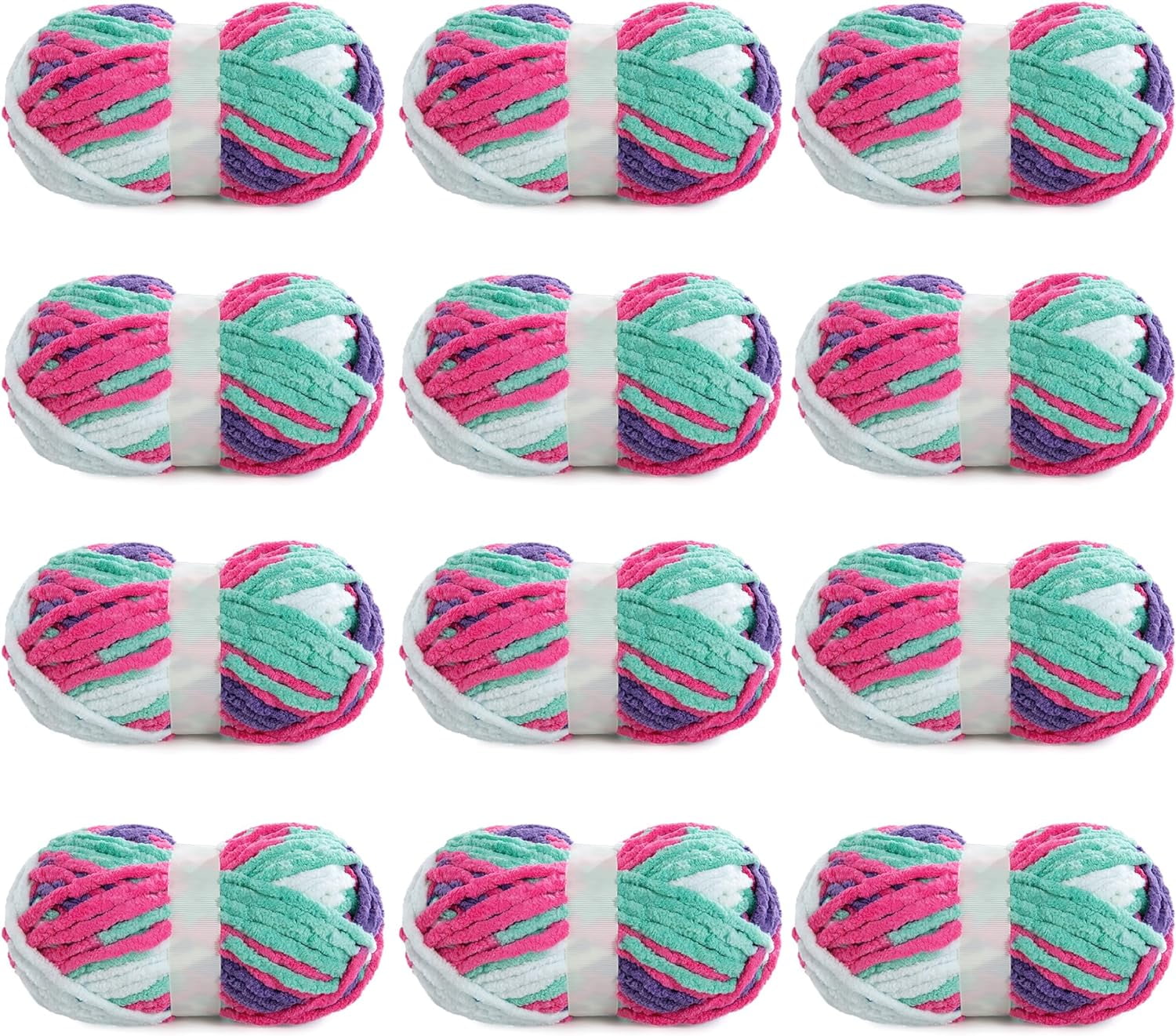 12 Pack Velvet Baby Blanket Yarn for Crocheting, Super Bulky Tie Dyed ...