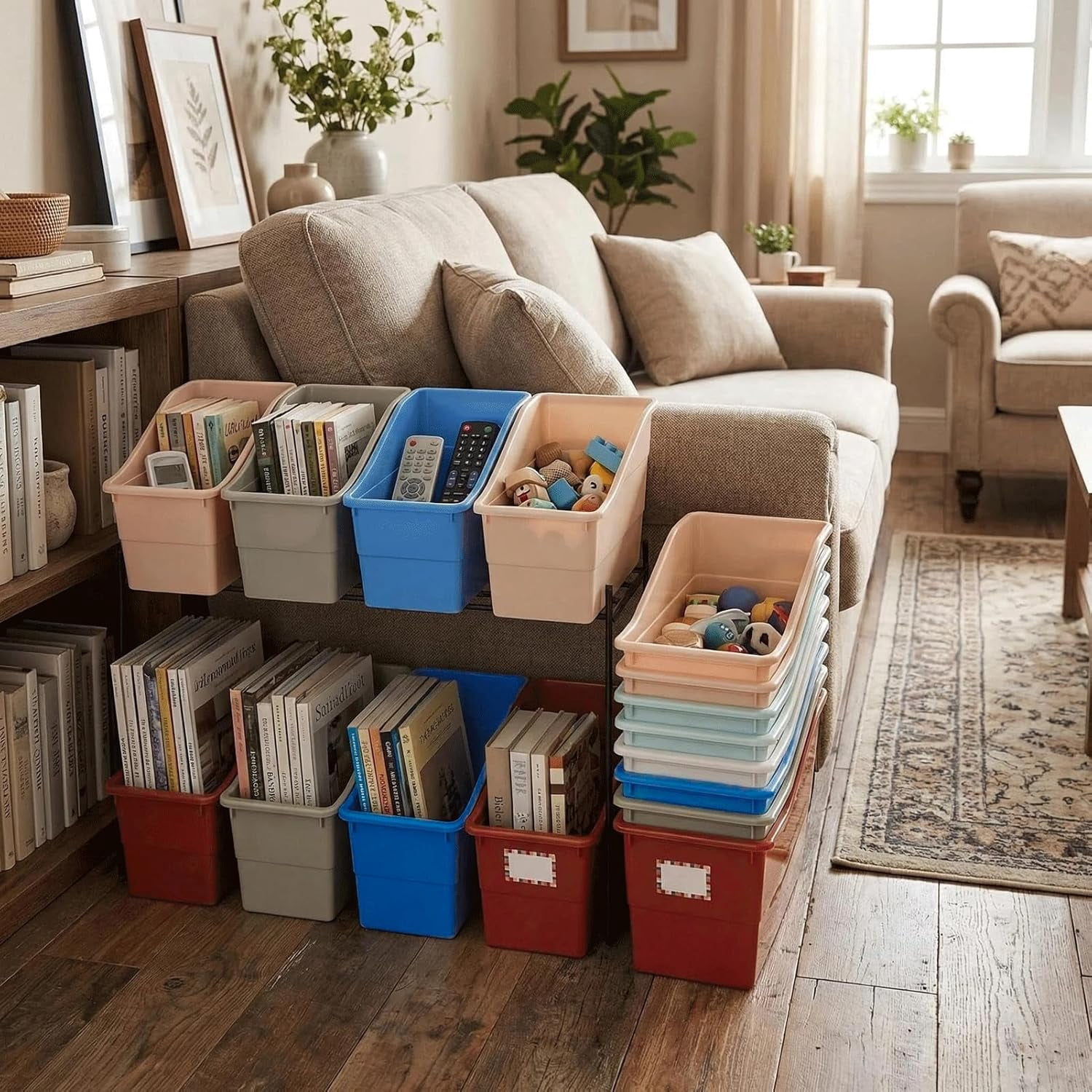 12 Pack Vertical Magazine Holders Plastic Book Bins Colors for Office ...
