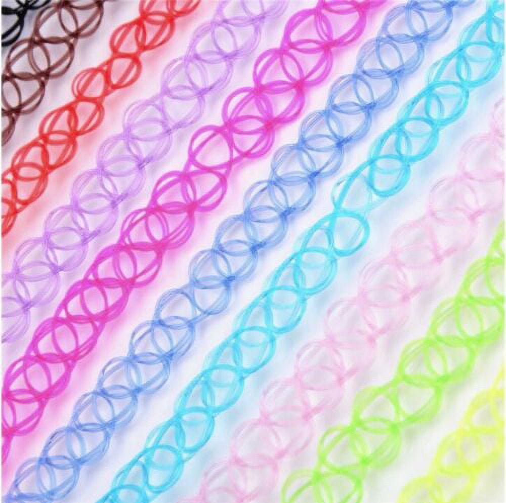 12-Pack Vibrant Color Rainbow Elastic Stretch Choker Necklace Set ...