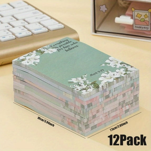 12-Pack Vintage Floral Decorative Sticky Notes for Handmade Journaling ...