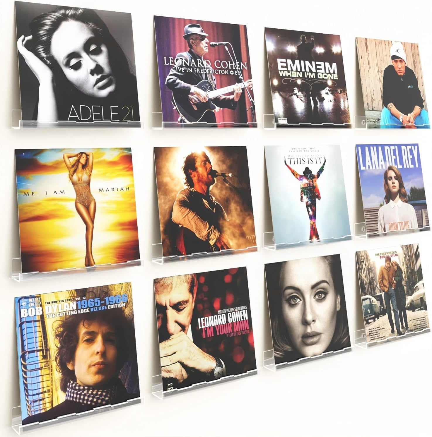 12 Pack Vinyl Wall Mount Shelf, 12" Record Holder, Clear Shelf Display ...