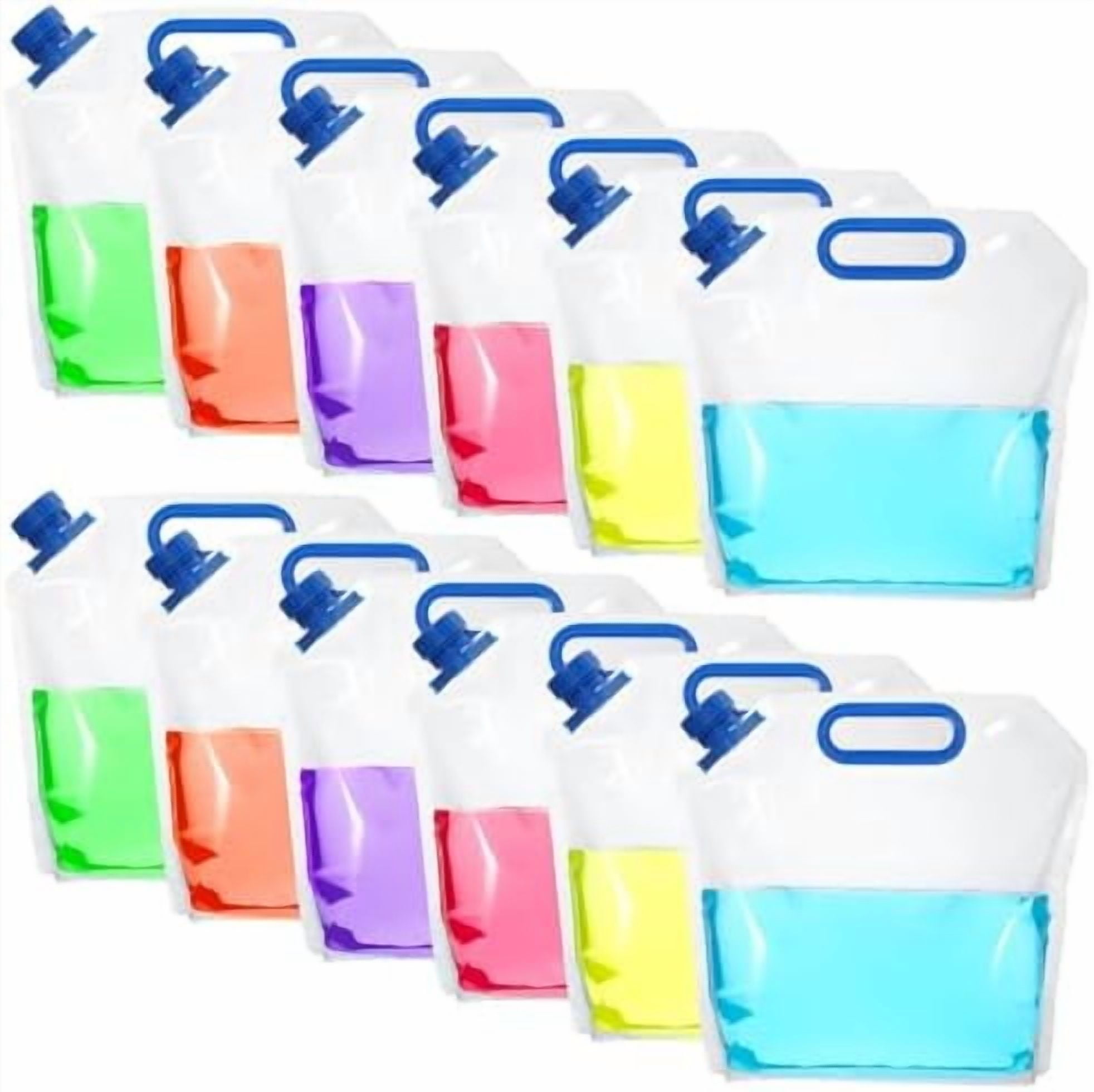 12-Pack collapsible water bags. 1.3-gallon capacity with spout, for ...