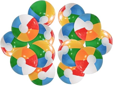 12 Pack Water Toys, Small Inflatable Beach Ball, Rainbow Beach Balls ...