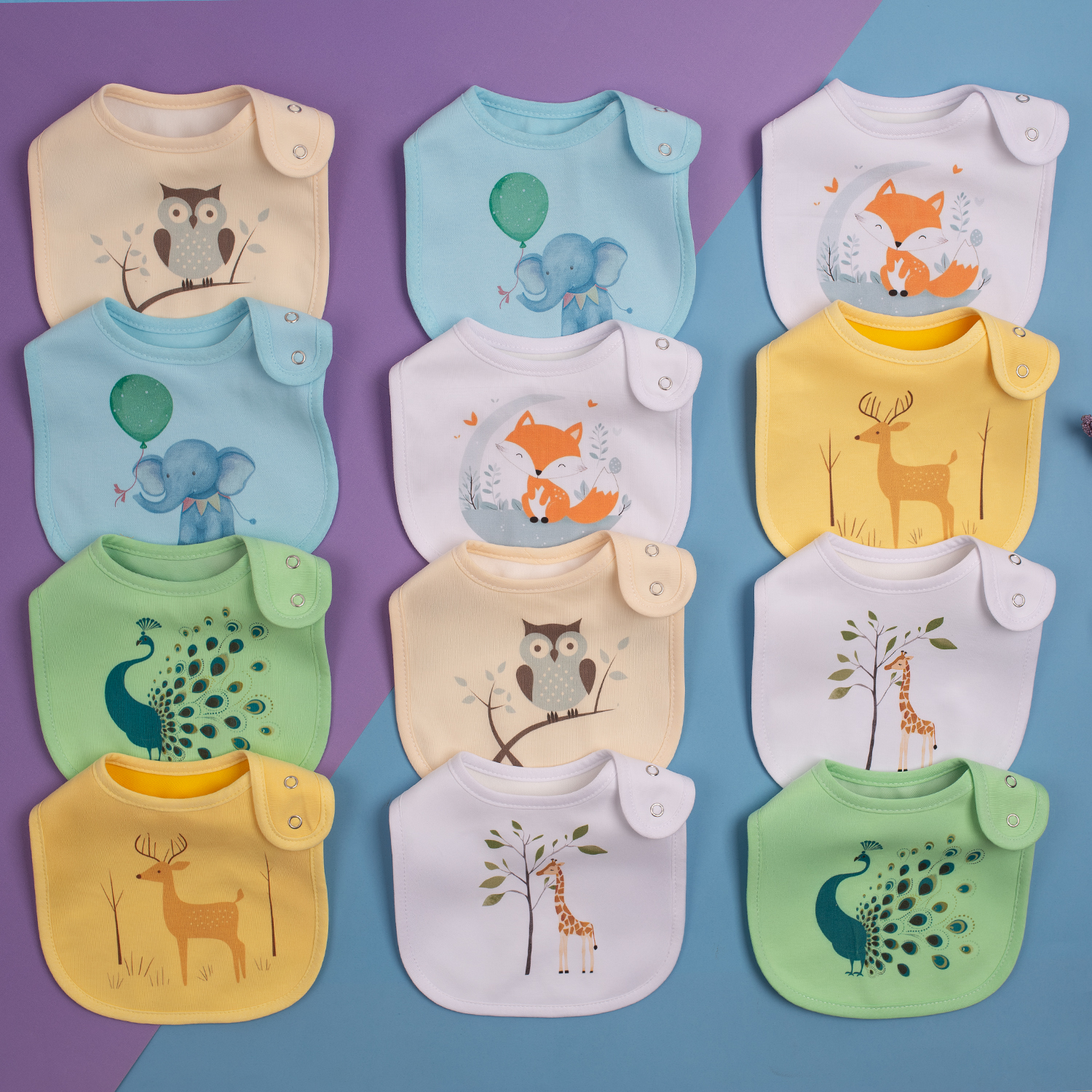 12-Pack Waterproof Baby Bibs for Boys & Girls | Absorbent Cotton with ...