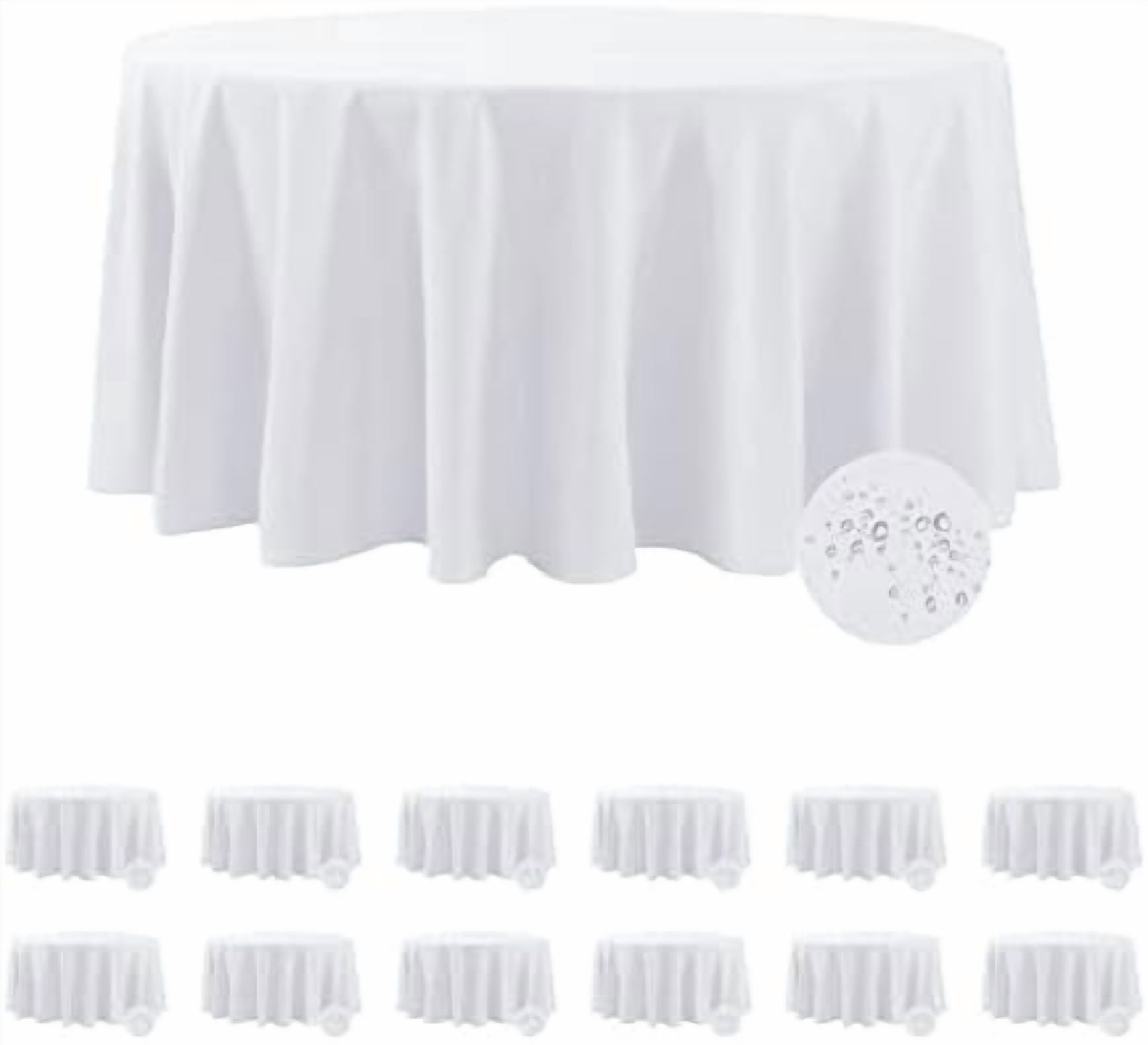 12 Pack Waterproof Round Tablecloth, 108 Inch, Stain Resistant and ...