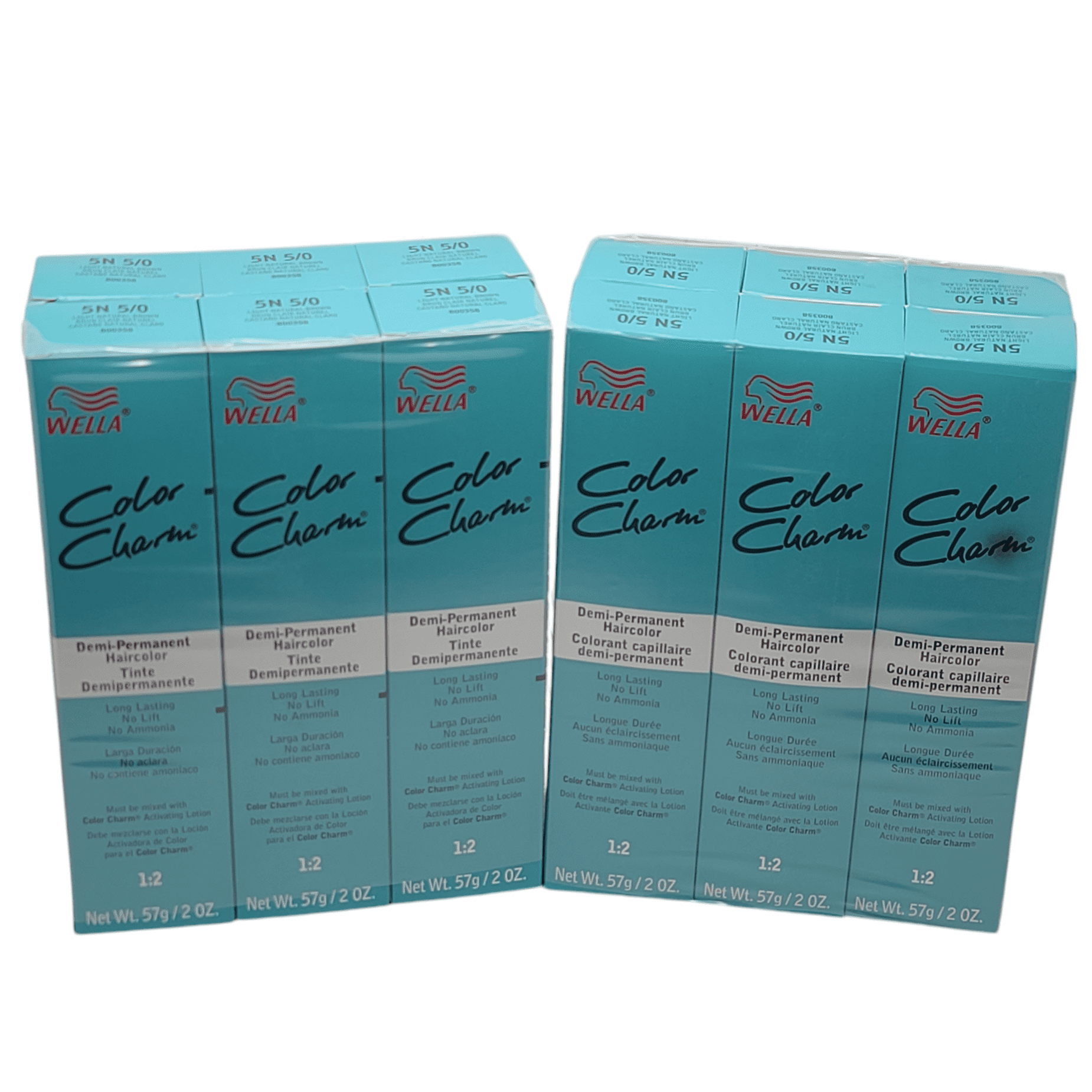 12 Pack Wella Color Charm Permanent Gel Hair Color 5N 5/0 Light Natural ...