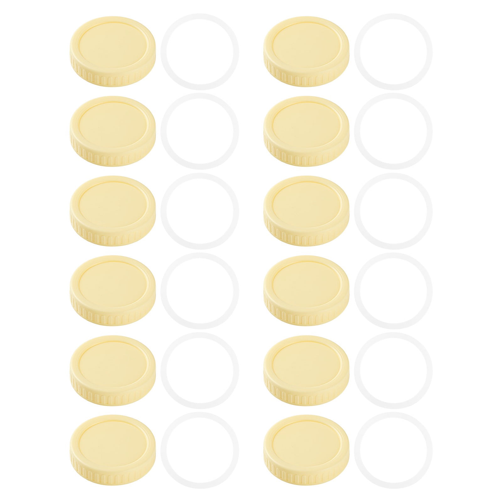 12-Pack-White 86mm Mason Jar Lids with 86 Mat- Leakproof,Plastic ...
