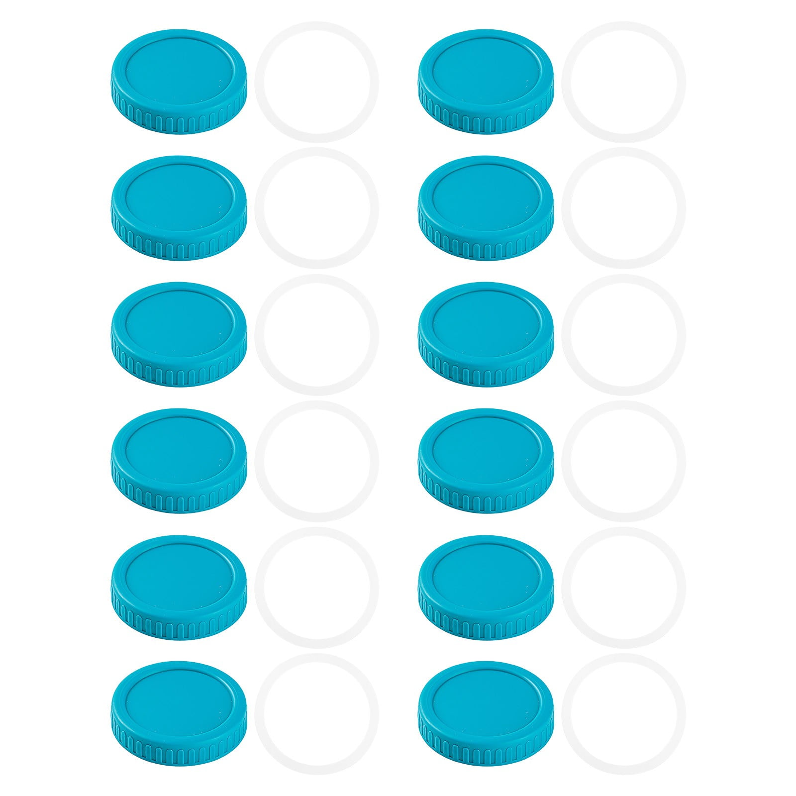 12-Pack-White 86mm Mason Jar Lids with 86 Mat- Leakproof,Plastic ...