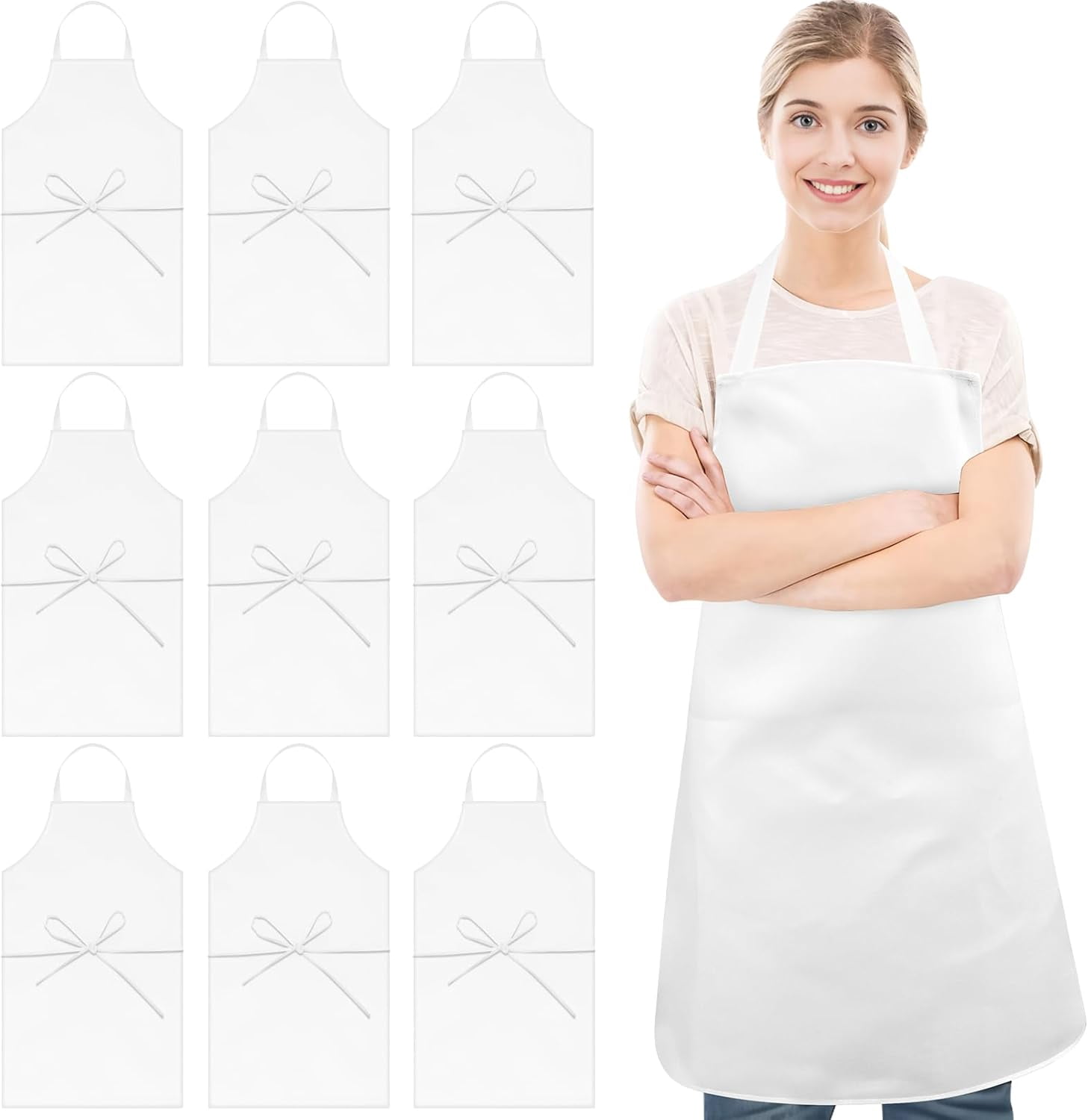 12 Pack White Aprons Bulk,Unisex Bib Apron,Chef Apron without Pockets ...