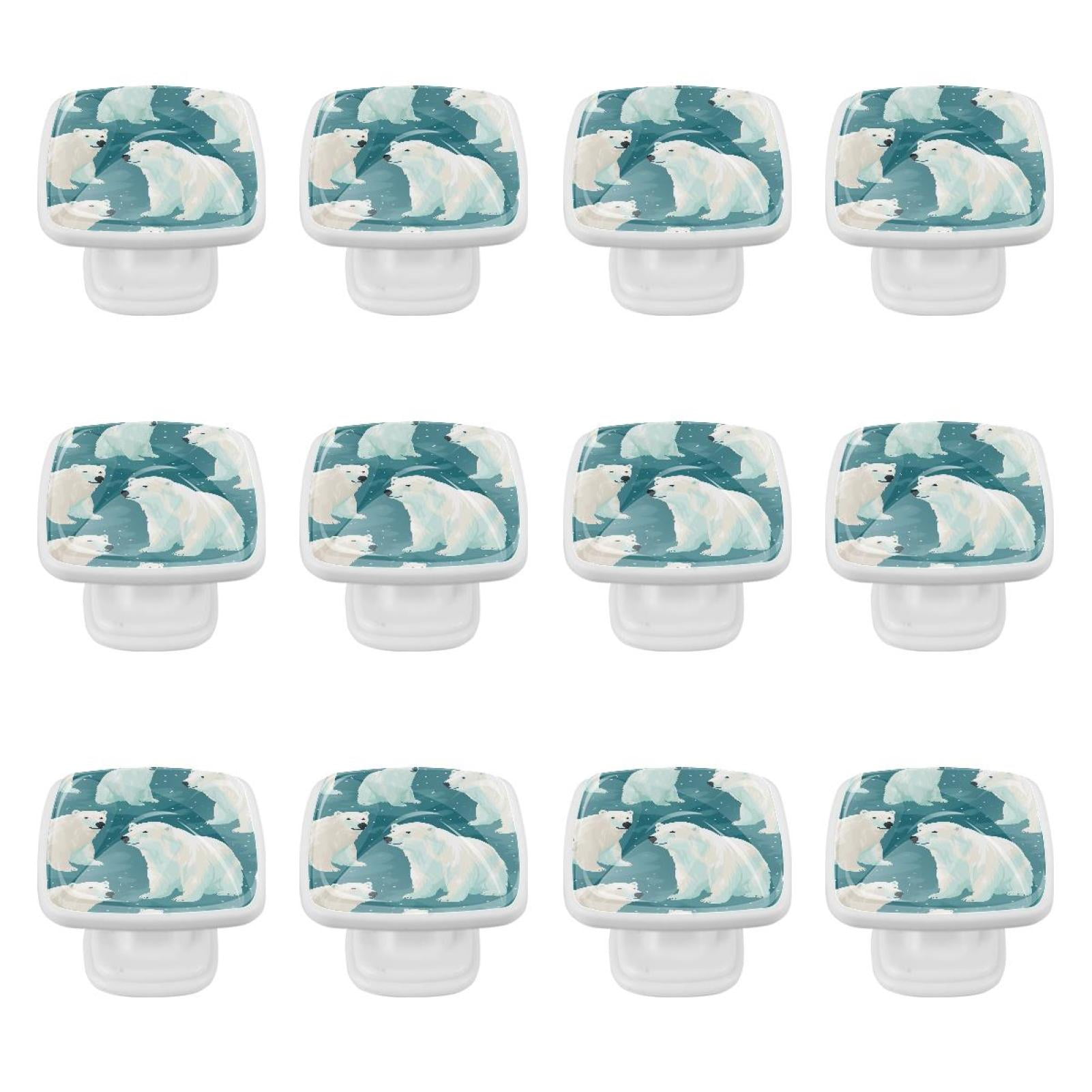 12 Pack White Bear Kitchen Cabinet Square Knob Cabinet Hardware for Dresser Drawer Cabinet Pulls ...