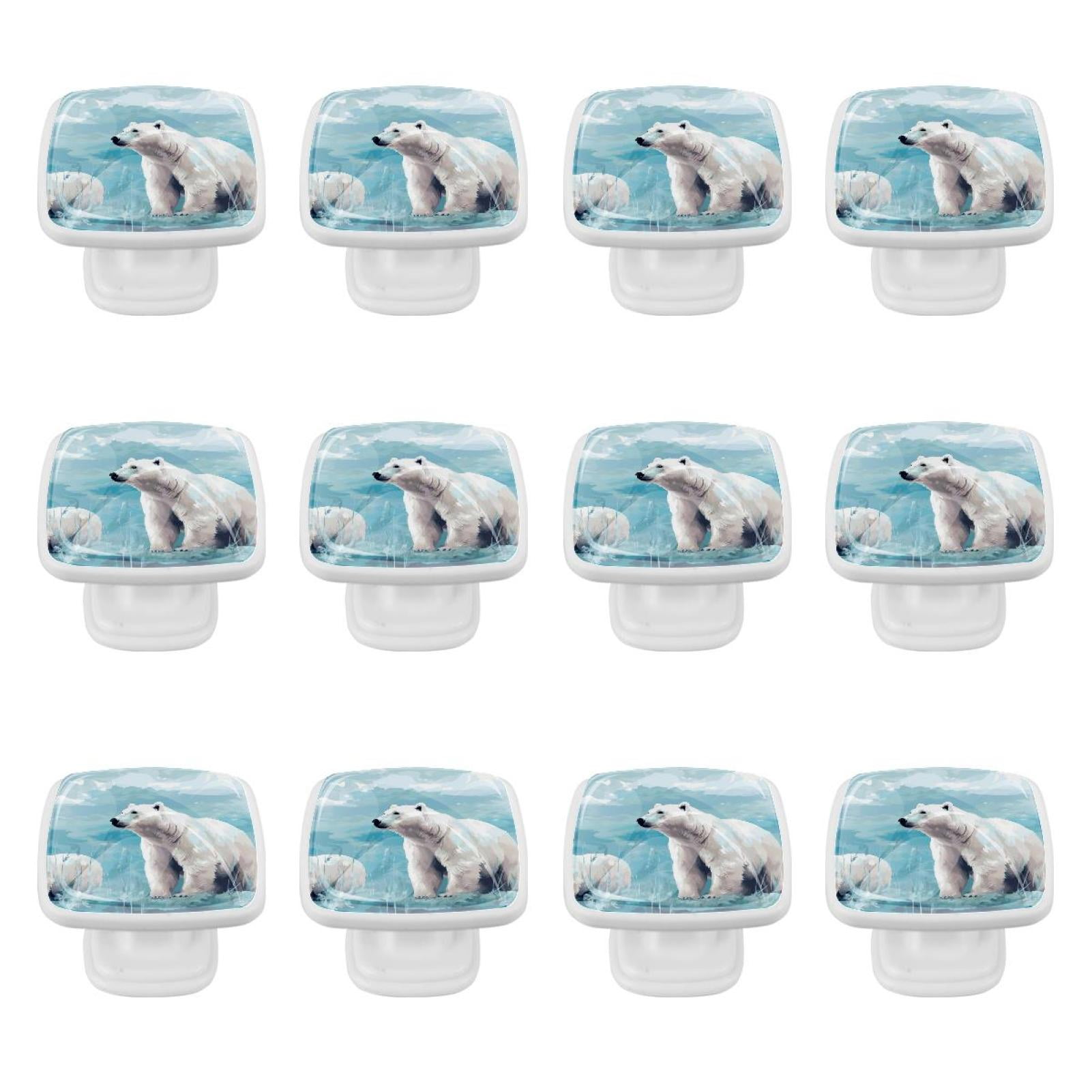 12 Pack White Bear Kitchen Cabinet Square Knob Cabinet Hardware for Dresser Drawer Cabinet Pulls ...