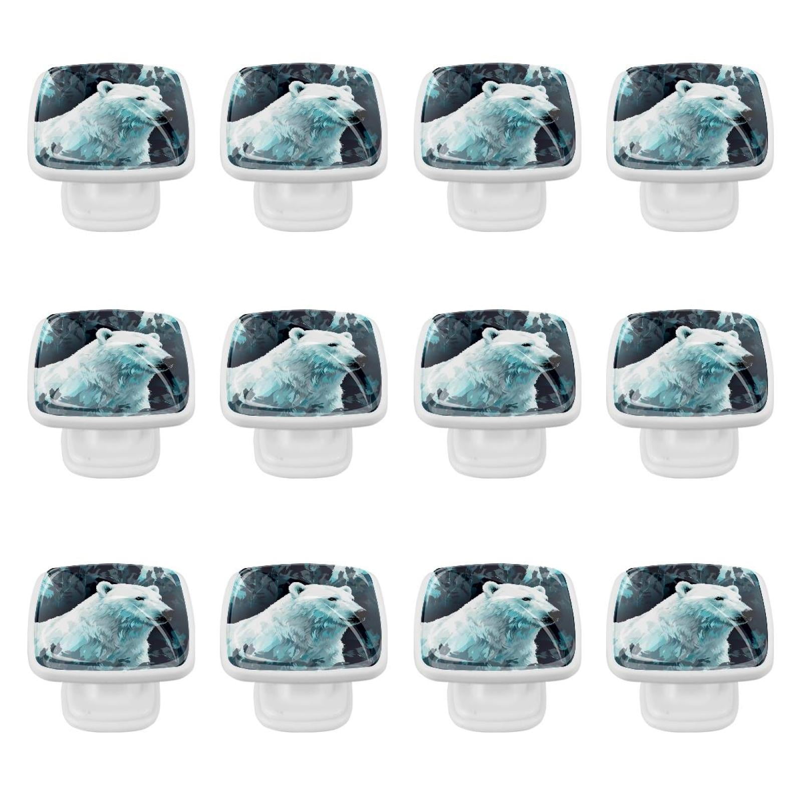 12 Pack White Bear Square Cabinet Knobs Kitchen Cabinet Pulls Cupboard Handles Wardrobe ...