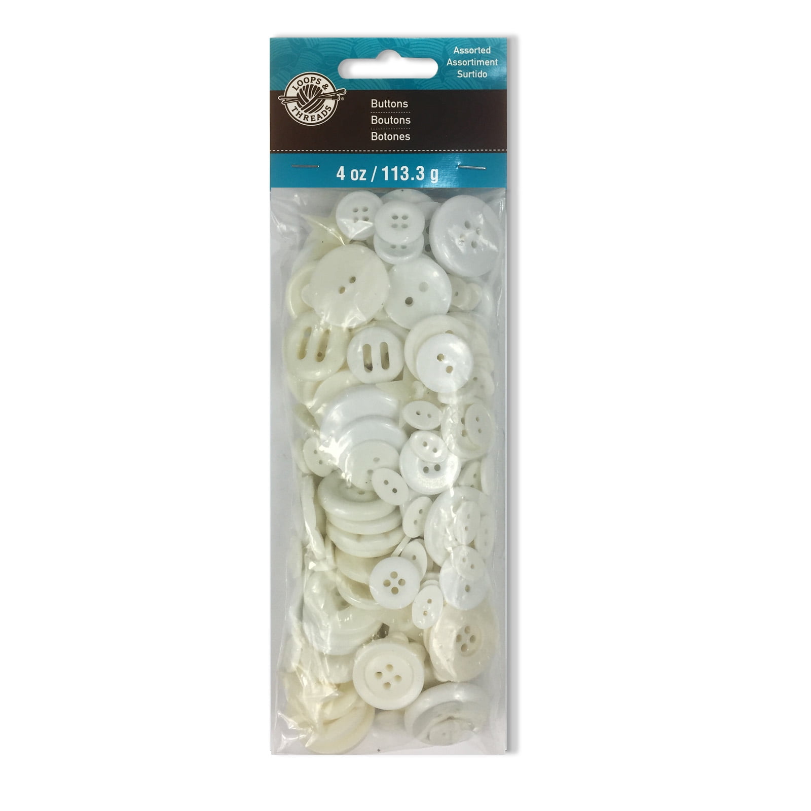 Loops & Threads White Buttons Value Pack - Walmart.com