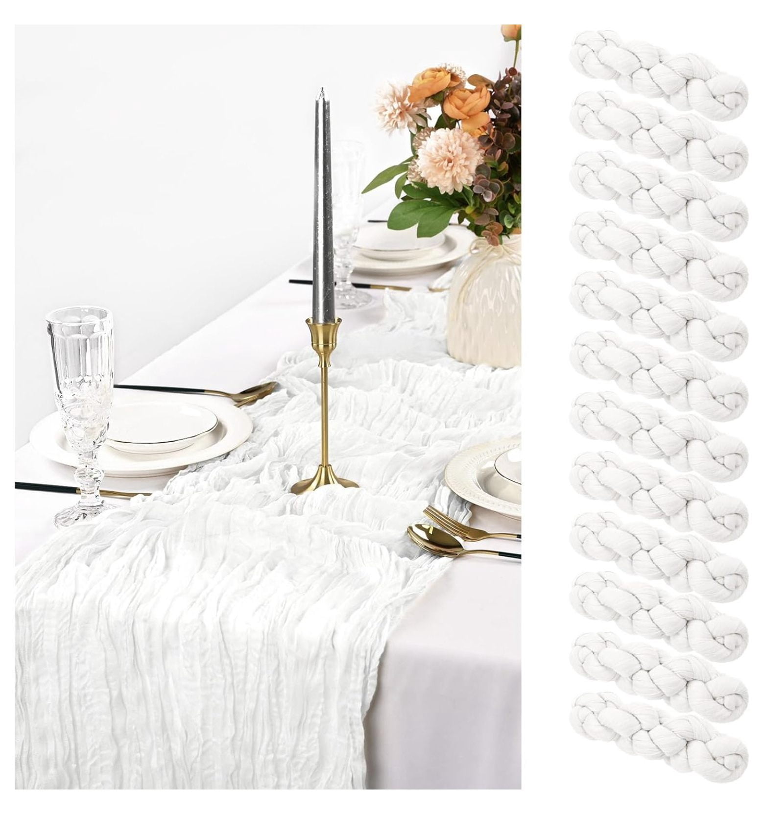 12 Pack White Cheesecloth Table Runner, 10FT Cheesecloth Rustic Boho ...