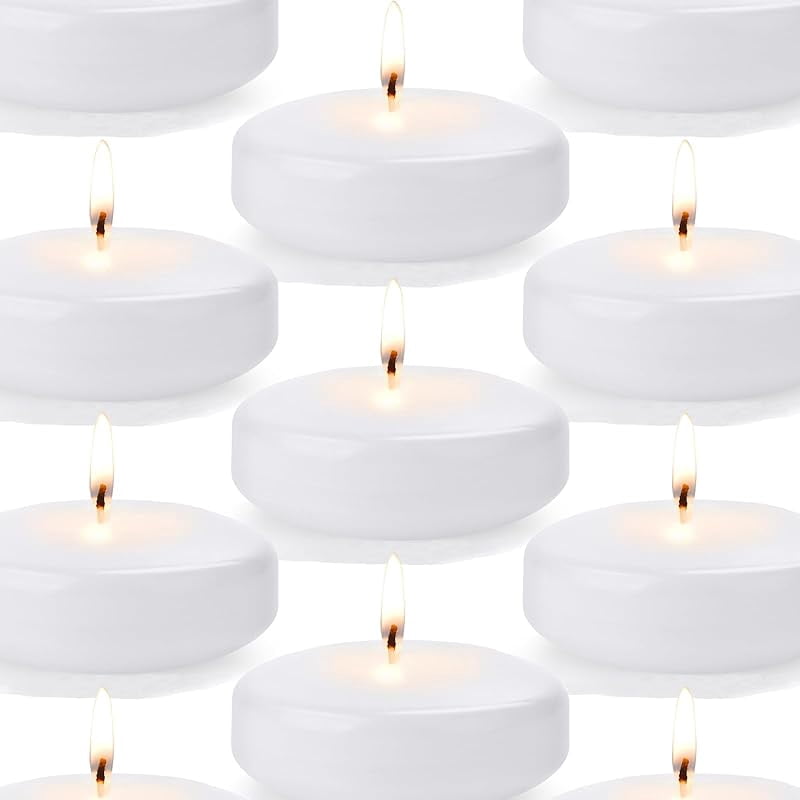 12 Pack White Floating Candles, 3 inch Unscented and Non-Dripless Wax ...