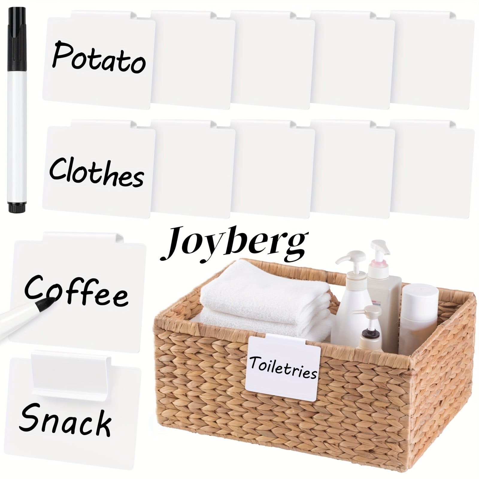 12-Pack White PVC Clip-On Labels with Black Chalk Marker - Removable ...
