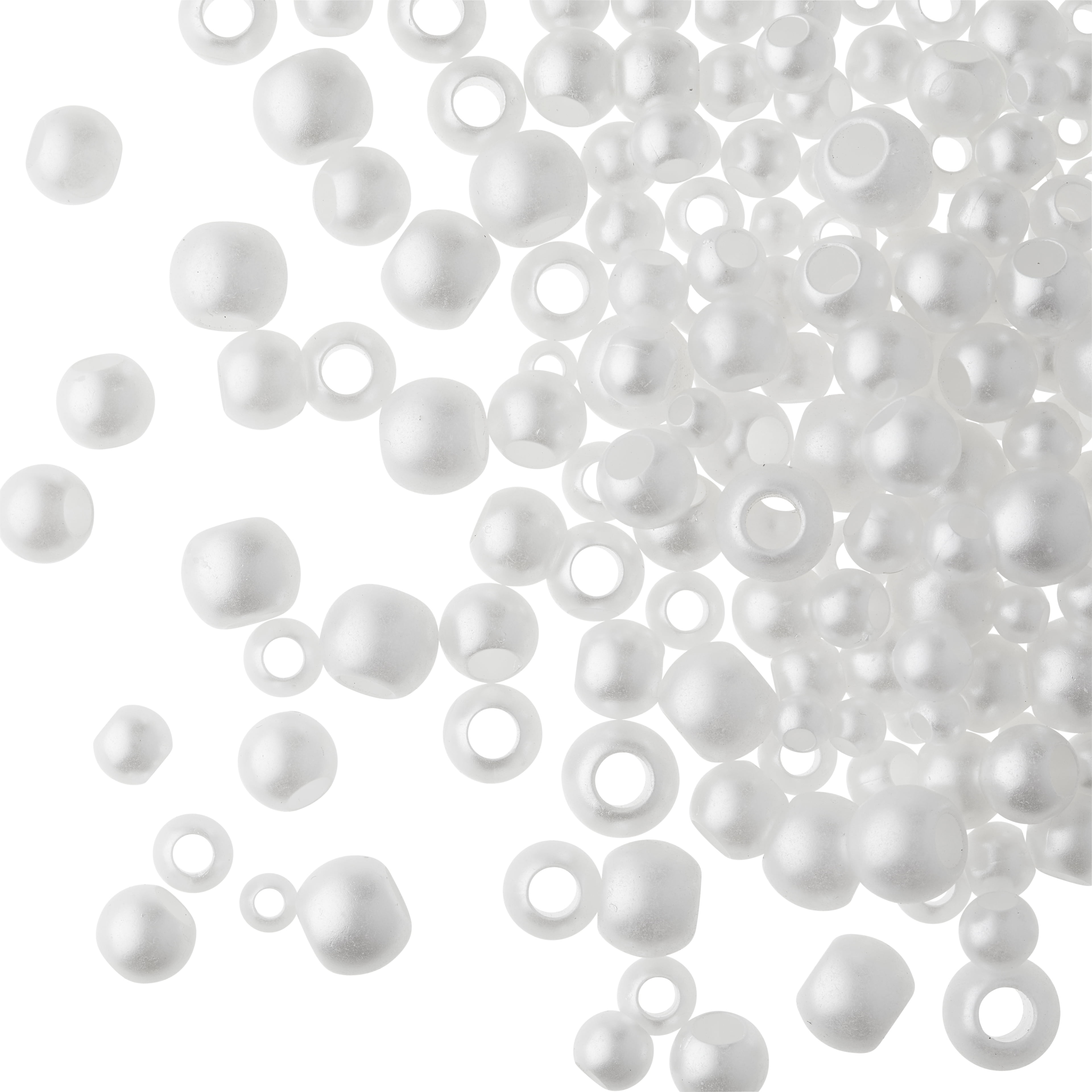 12 Pack: White Pearl Plastic Round Craft Beads by Bead Landing ...