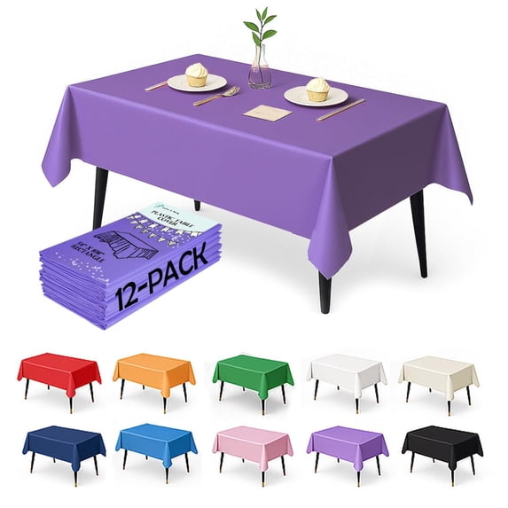 12 Pack White Plastic Tablecloths 84 Inch Round Disposable Table Covers ...