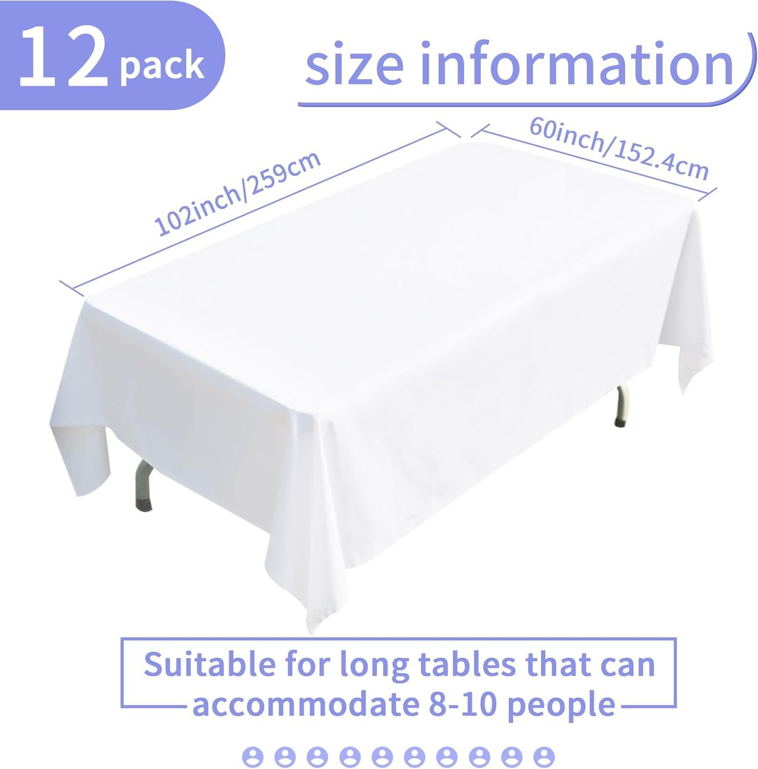12 Pack White Rectangle Tablecloth 60 x 102 Inch - Walmart.com