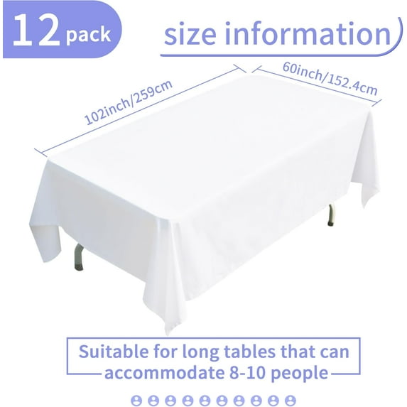 12 Pack White Rectangle Tablecloth 60 x 102 Inch - Walmart.com
