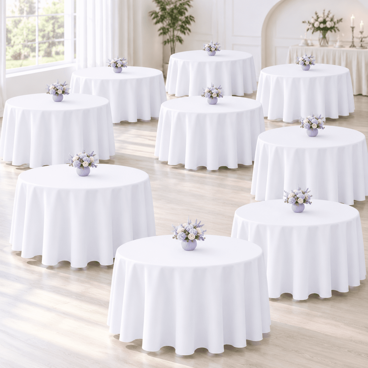 12 Pack White Round Tablecloth 90 Inch For 36