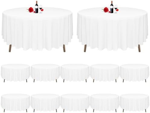 12 Pack White Round Tablecloth 90 Inch Polyester Round Table Cloths ...