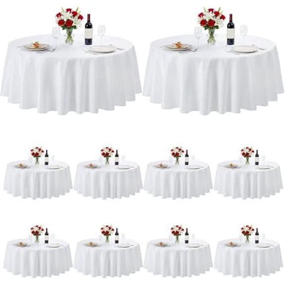 12 Pack White Round Tablecloths 60 Inches Washable Polyester Table ...