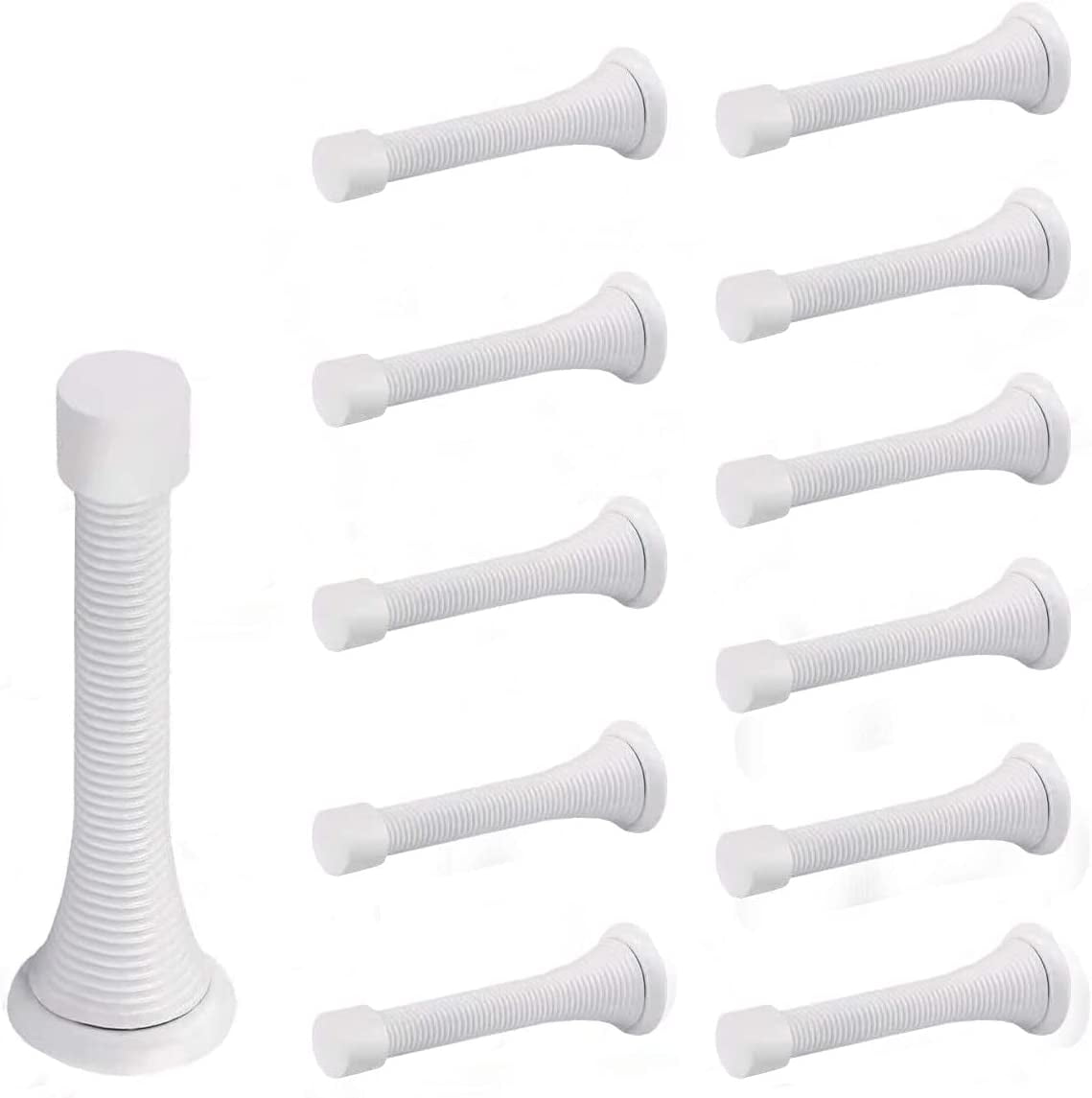 12 Pack White Spring Door Stops?3 1/3" Flexible Spring Door Stopper ...