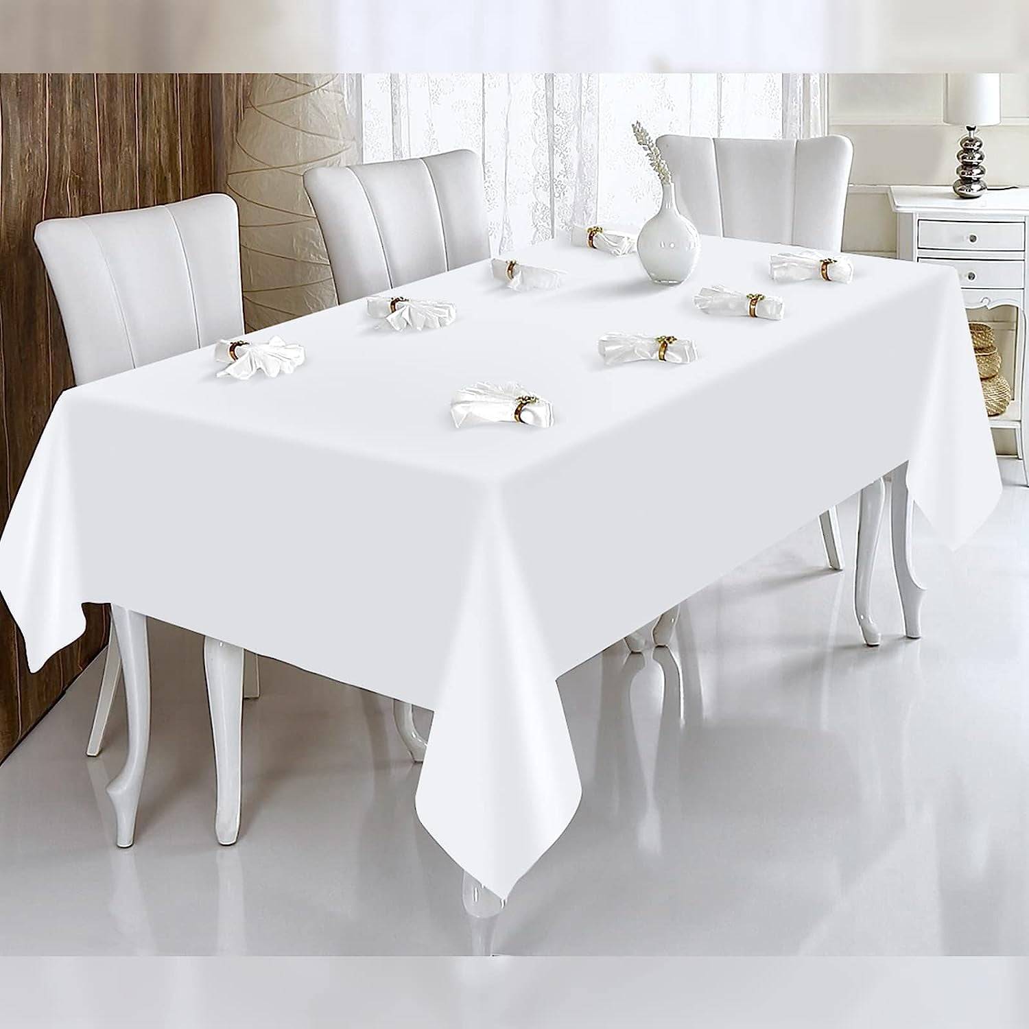 12 Pack White Tablecloths for Rectangle Tables Stain and Wrinkle ...