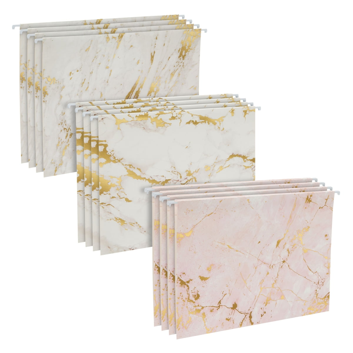 12 Pack White and Pink Decorative Hanging File Folders with 1/5 Tab for ...