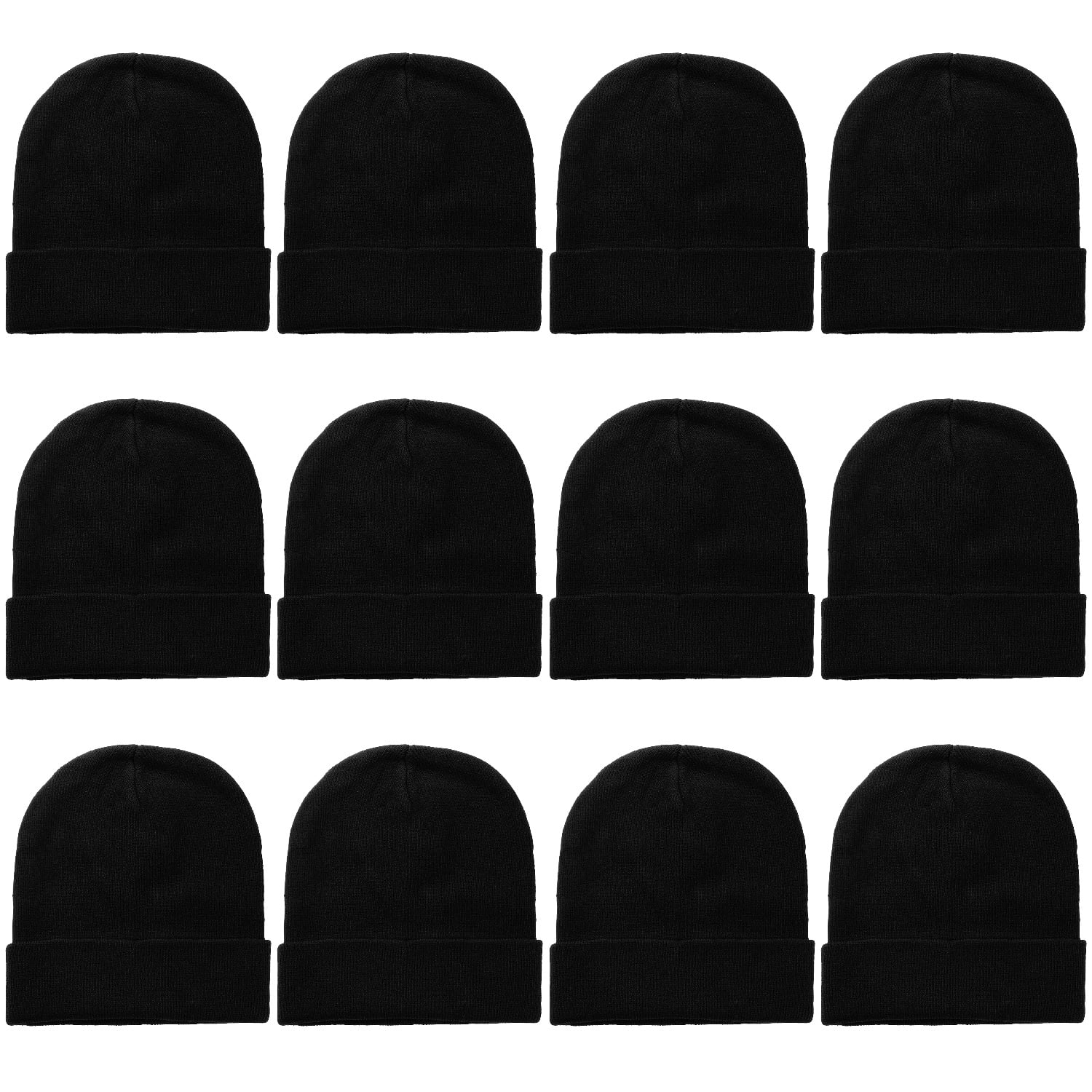 Falari Warm Adult Unisex Beanie Cap 12-Pack - Knitted Ski Cap for Cold ...