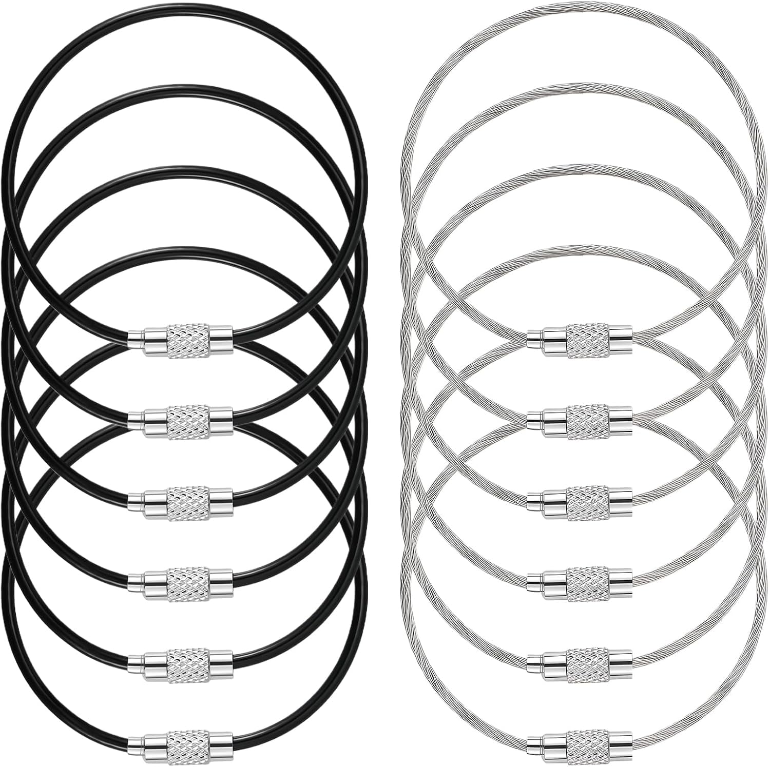 12 Pack Wire Keychain Cable, 6 Inch Stainless Steel Cable Key Rings ...