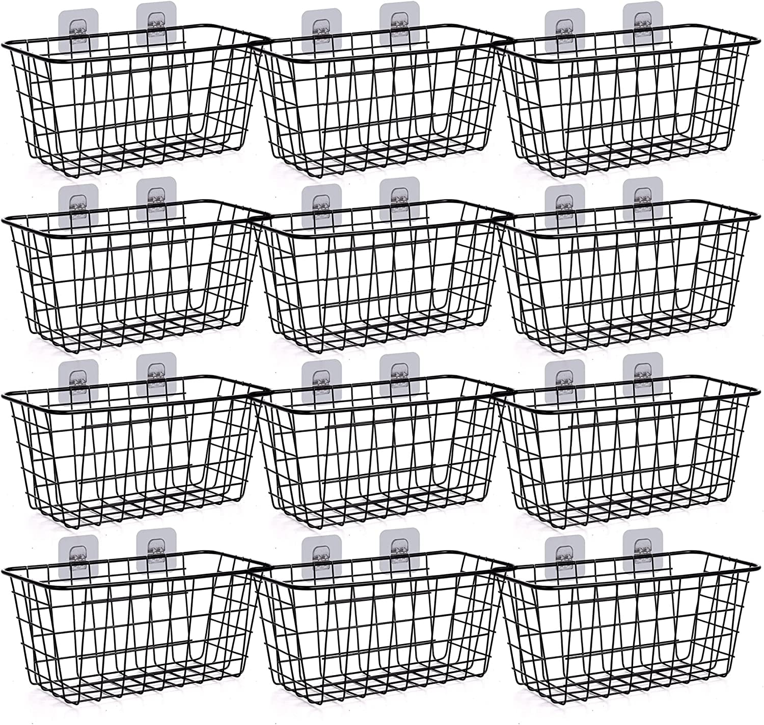 12 Pack Wire Storage Baskets Household Metal Wall-Mounted Containers ...