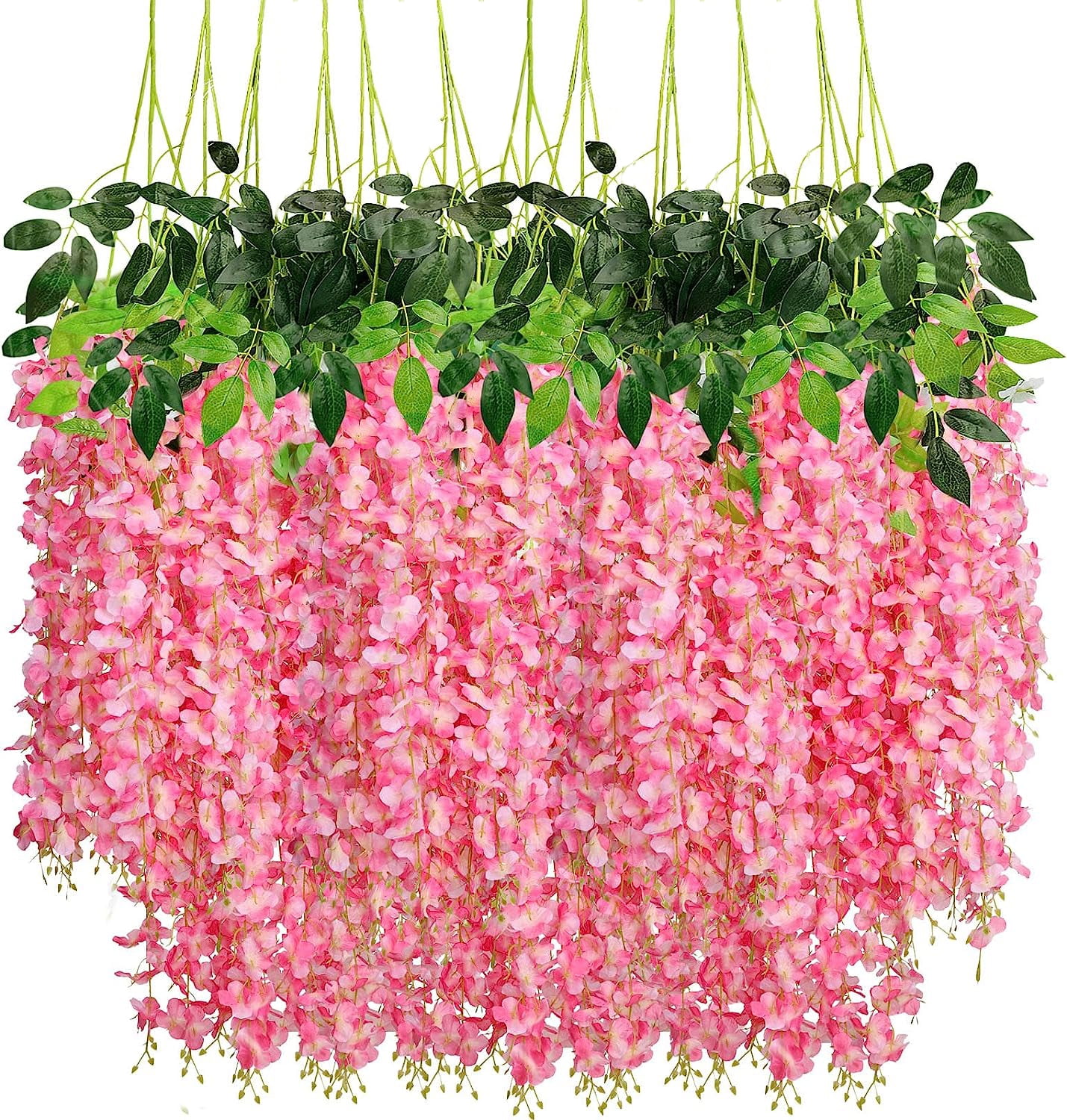 GoXteam 12 Pack Wisteria Flower Vines Garland, 3.7 Feet Artificial ...