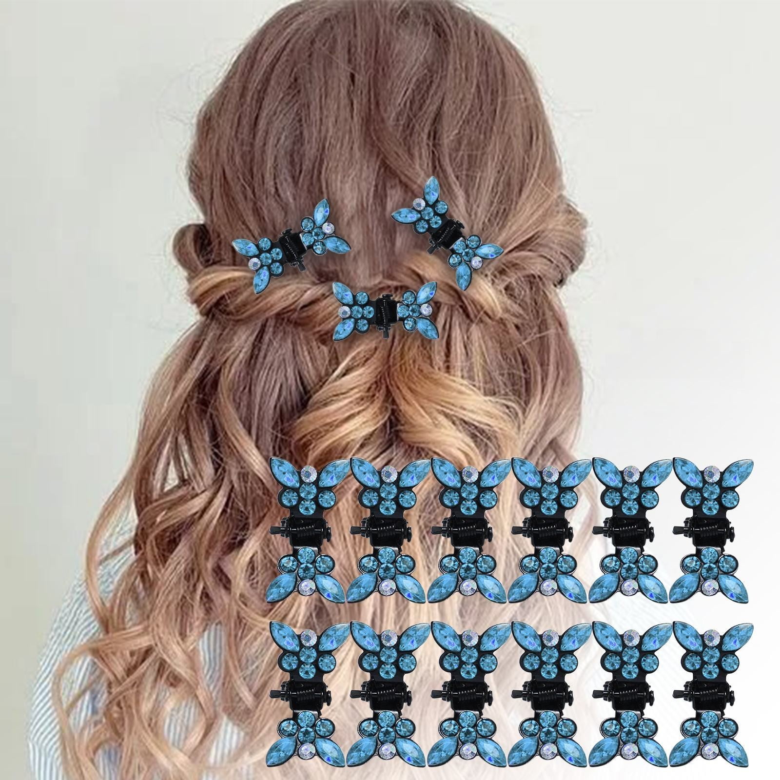 12 Pack Women's Hair Clip Slip Clips Glitter Teeth Clips Rhinestone ...